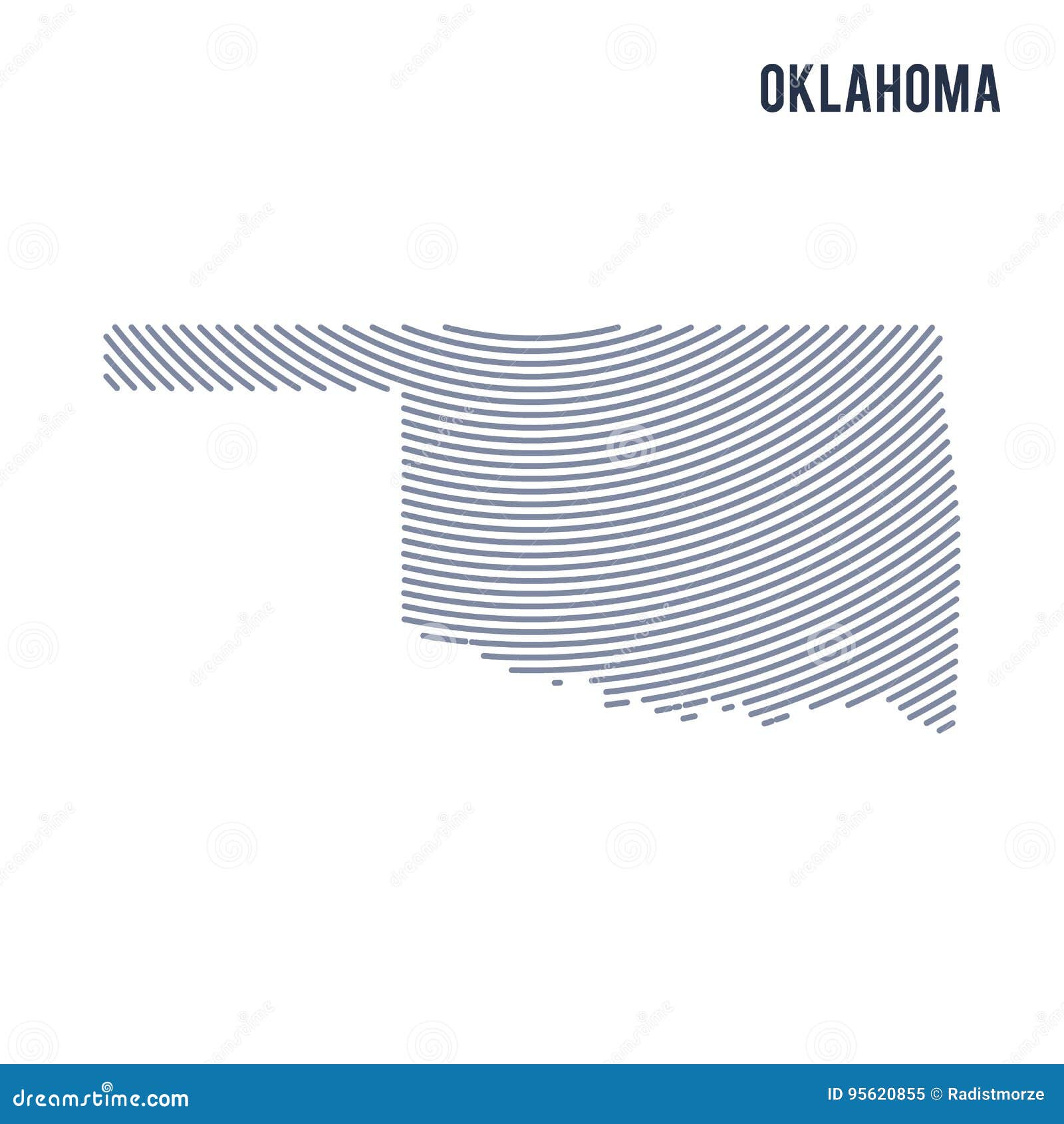 Vector Abstract Hatched Map of of State of Oklahoma with Curve Lines ...