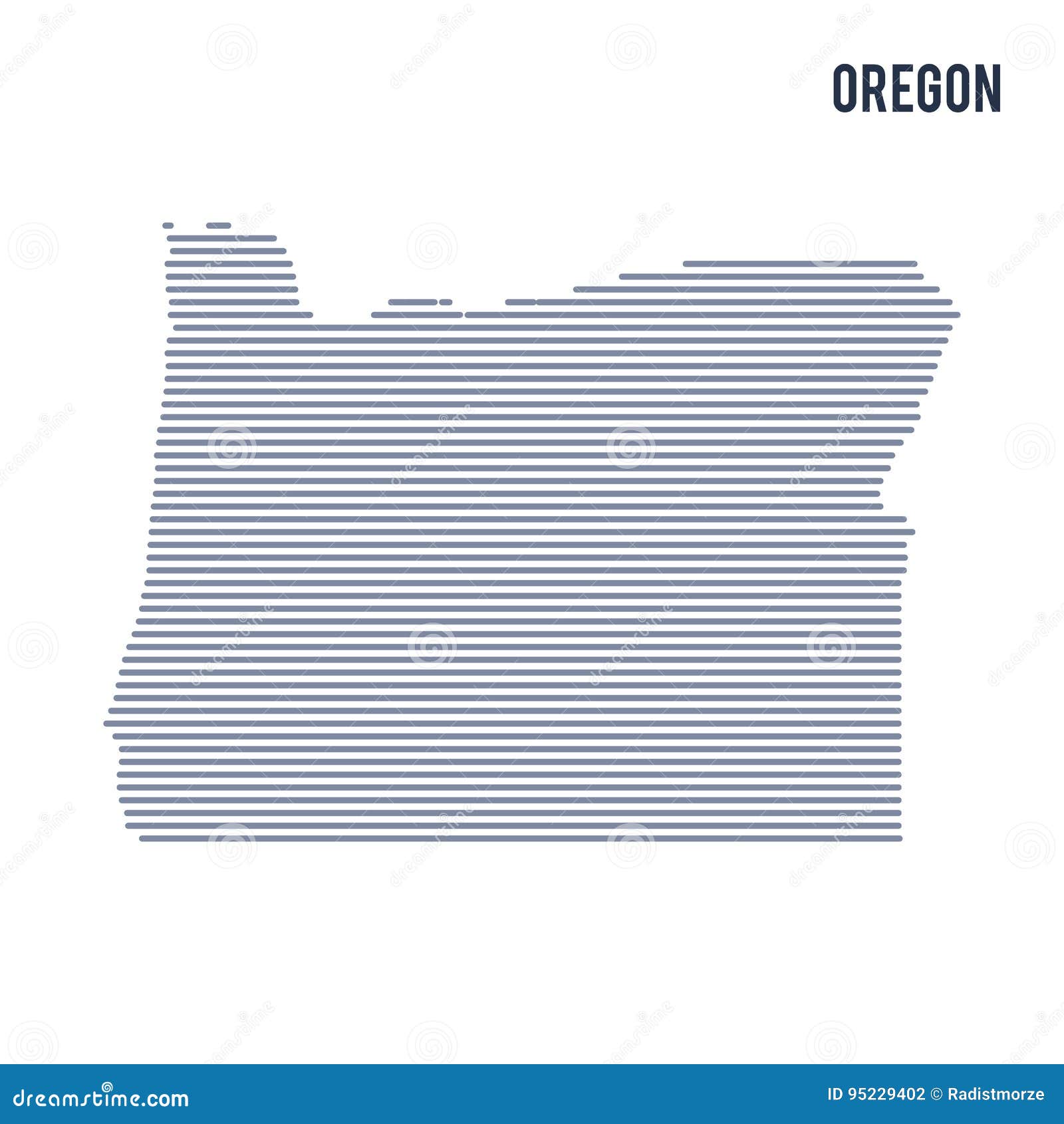 Vector Abstract Hatched Map of State of Oregon with Lines Isolated on a ...