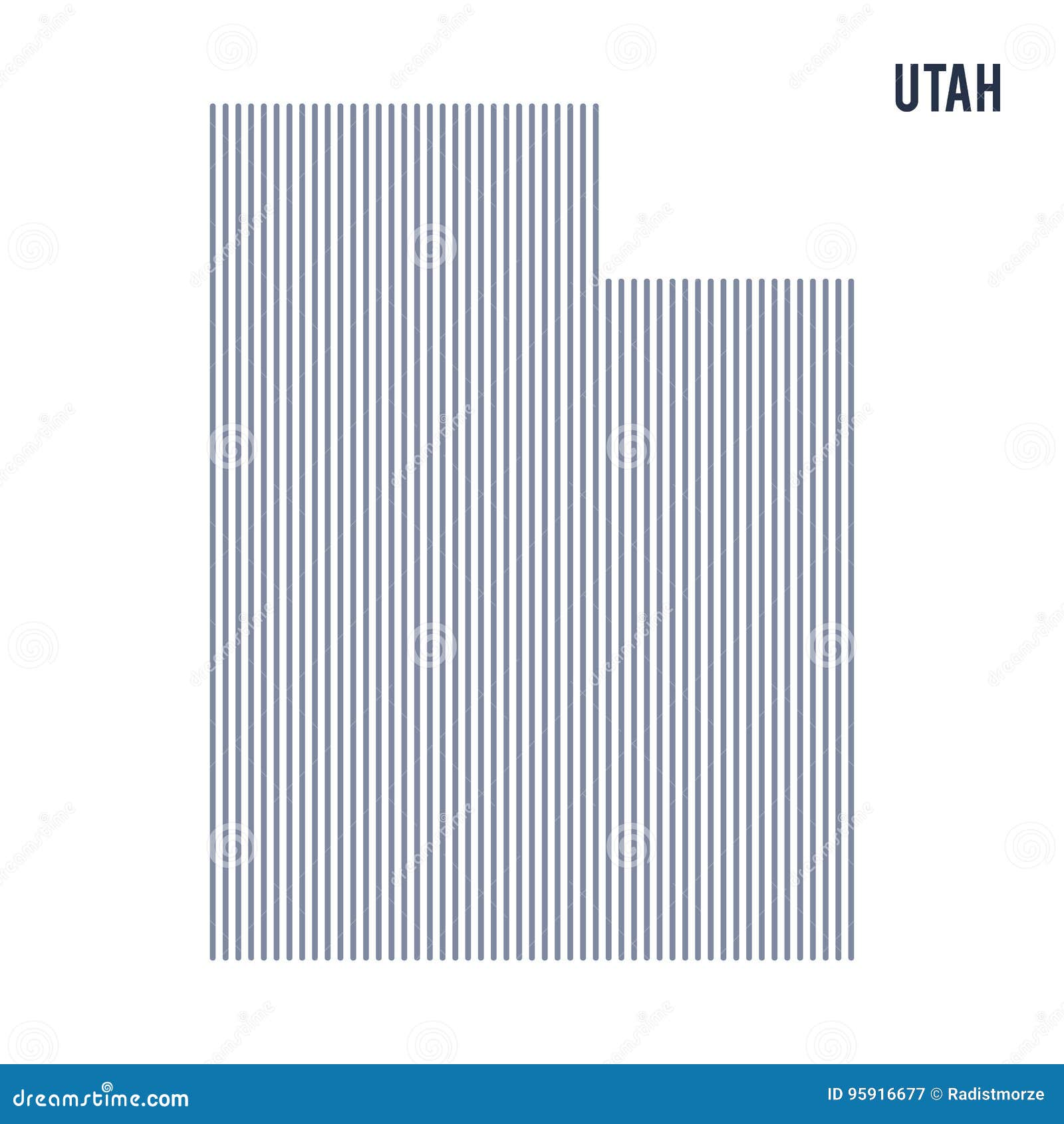 Vector Abstract Hatched Map of State of Utah with Vertical Lines ...