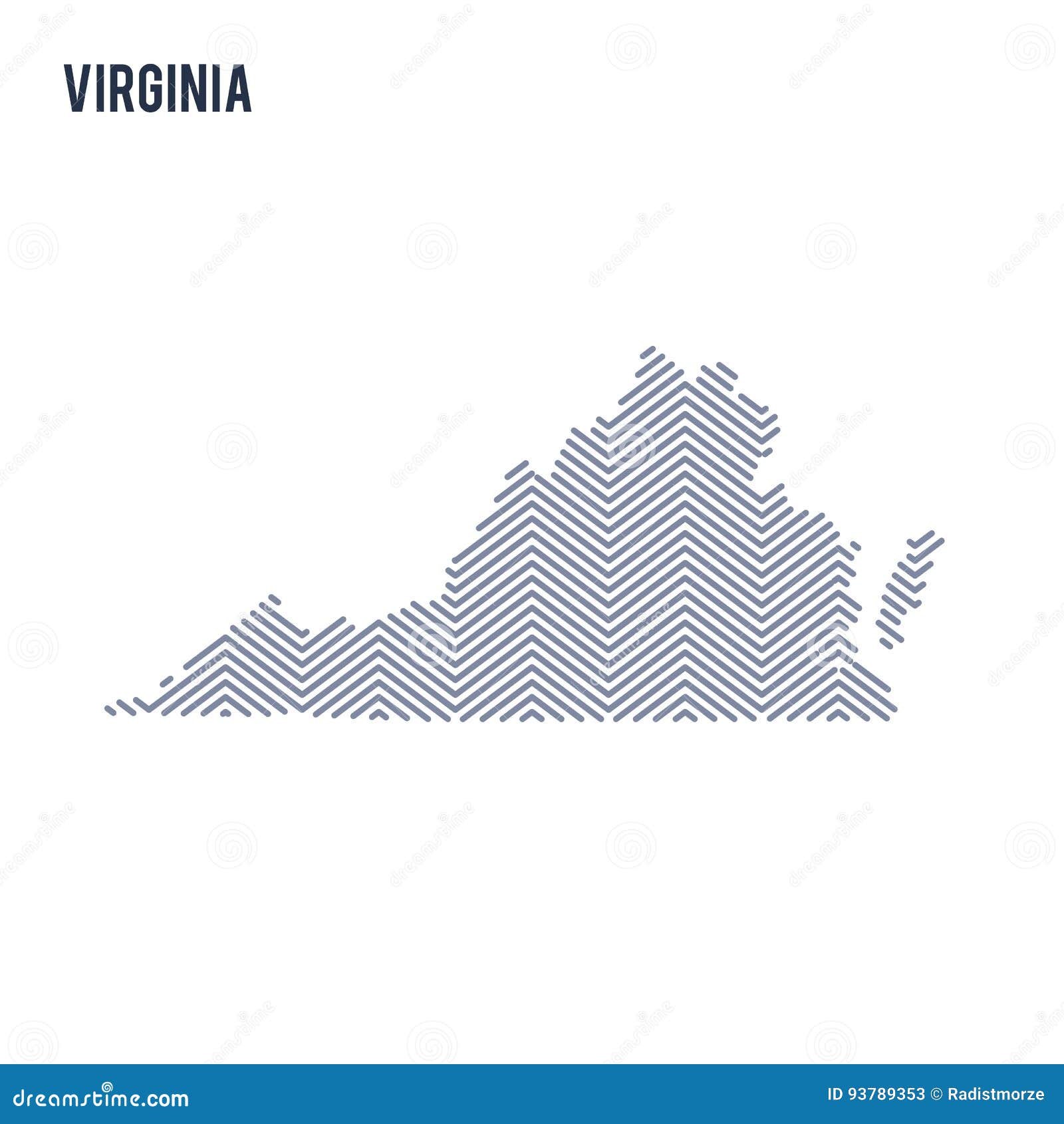 Vector Abstract Hatched Map of State of Virginia Isolated on a White ...