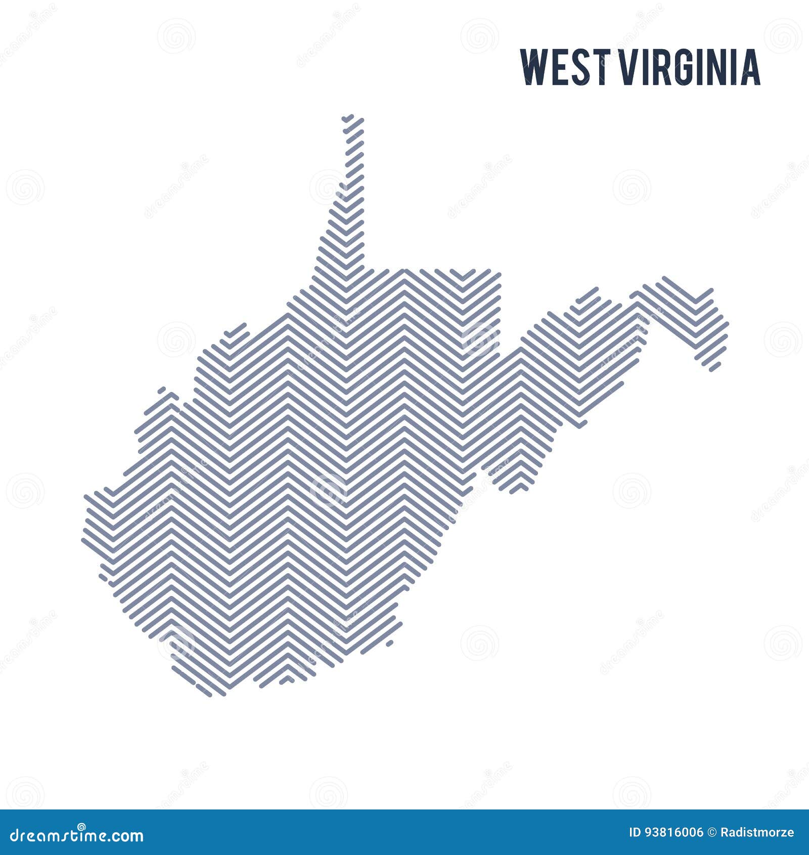Vector Abstract Hatched Map of State of West Virginia Isolated on a ...