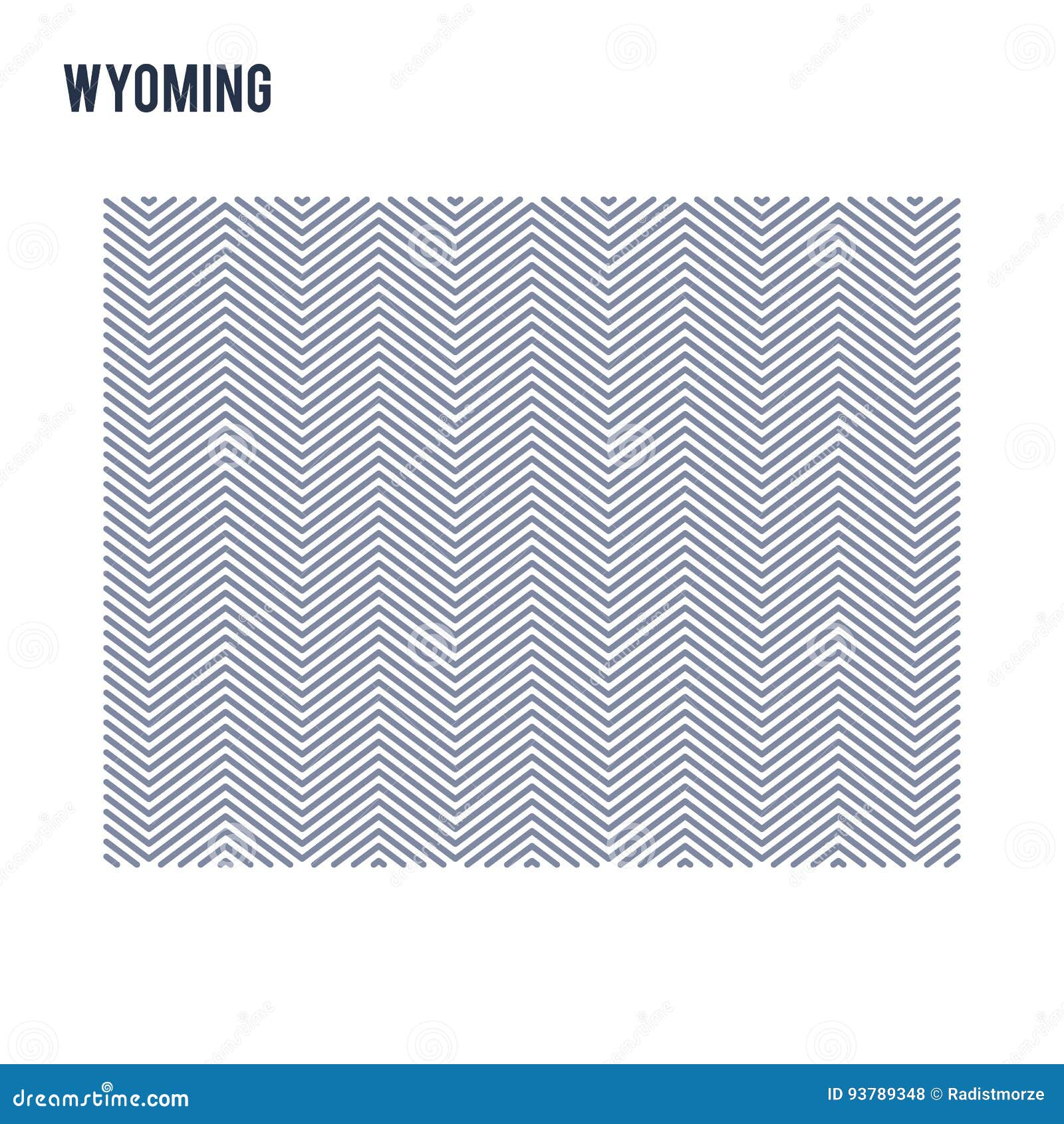 Vector Abstract Hatched Map of State of Wyoming Isolated on a White ...
