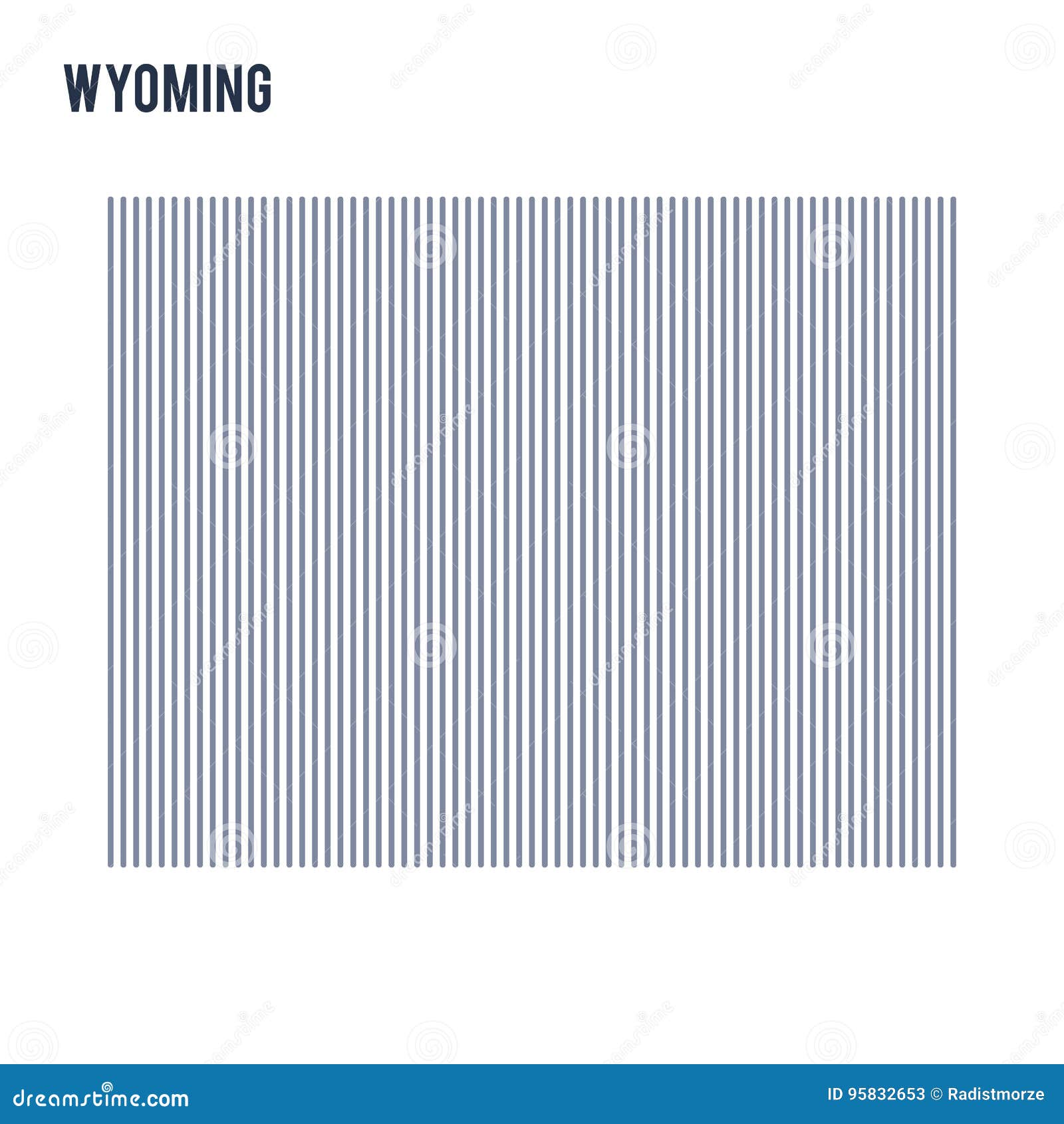 Vector Abstract Hatched Map of State of Wyoming with Vertical Lines ...