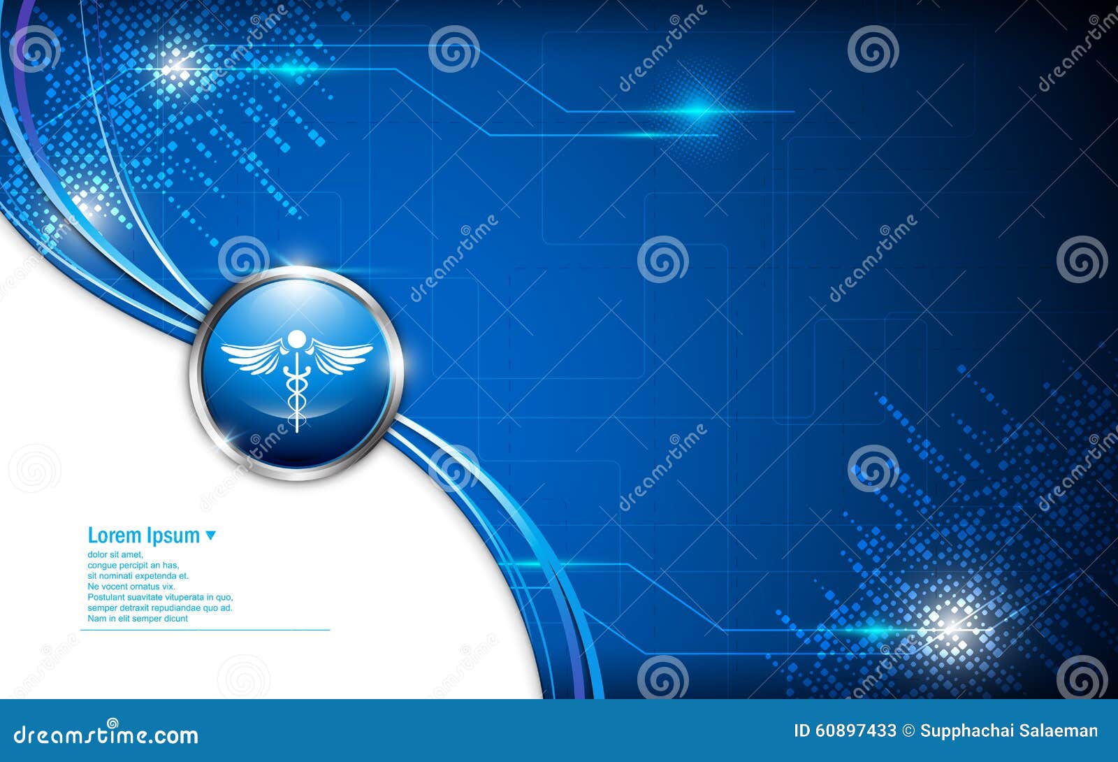 Vector Abstract Health Care Logo on Tech Pattern Background Stock ...