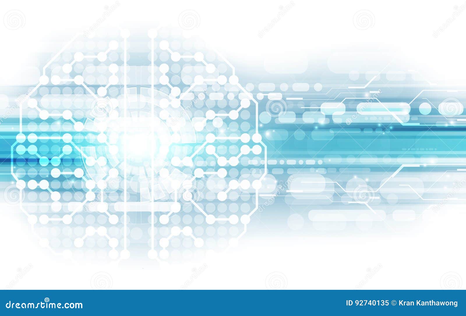 Vector Abstract Human Brain on Technology Background Represent ...