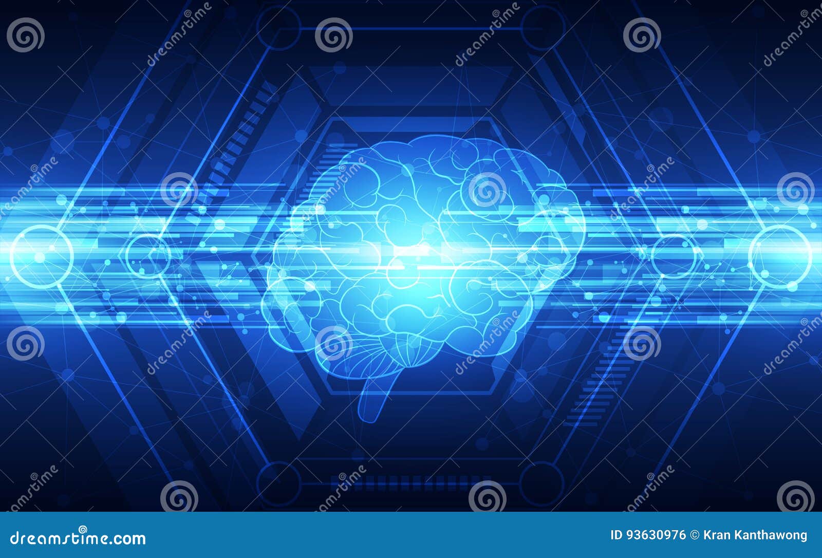 Vector Abstract Human Brain on Technology Background Represent ...