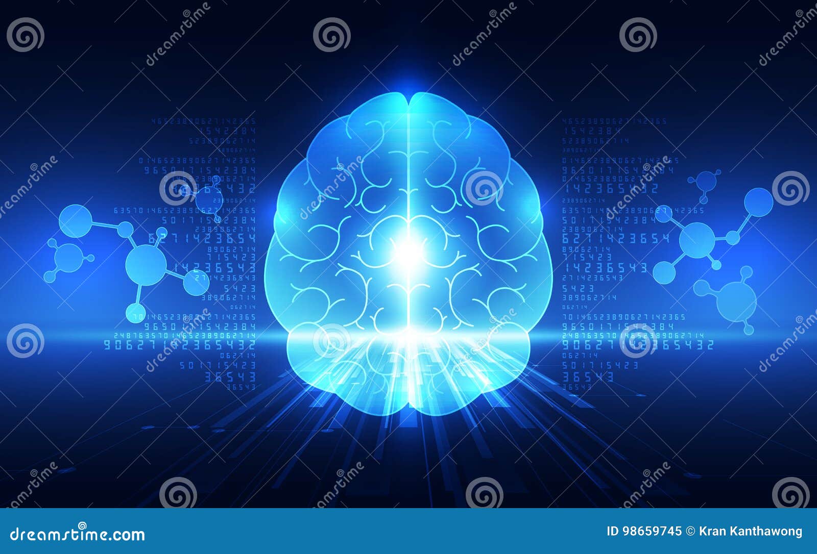 Vector Abstract Human Brain on Technology Background Represent ...