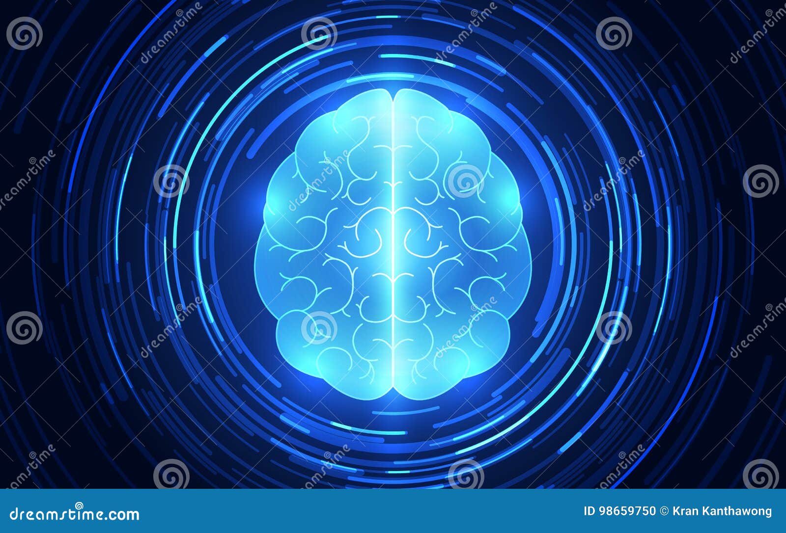 Vector Abstract Human Brain on Technology Background Represent ...