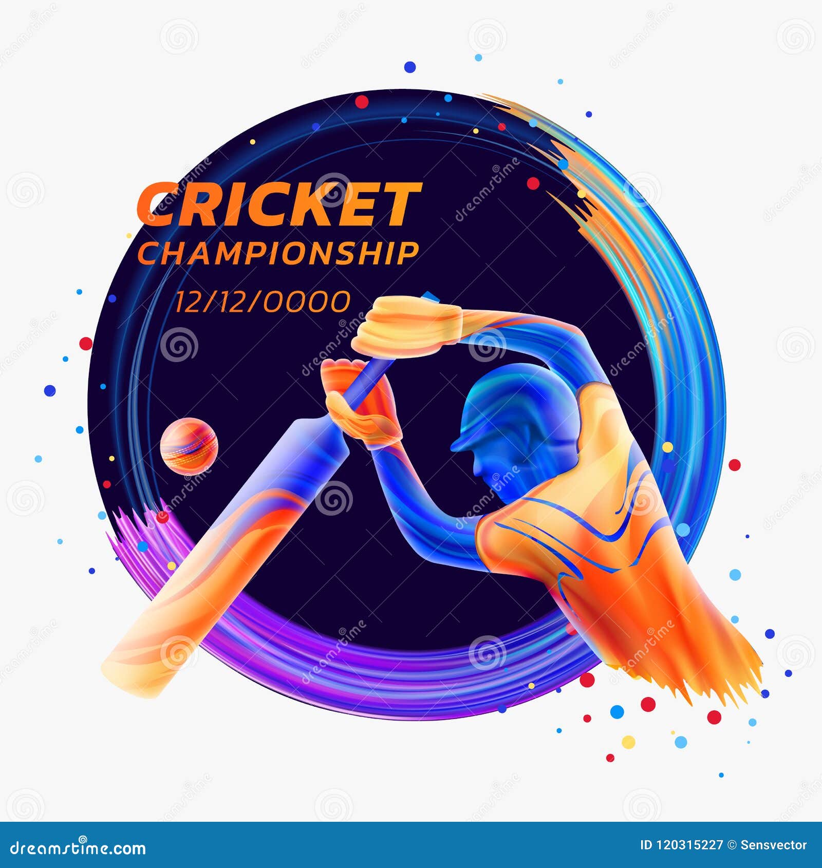 Vector Abstract Illustration of Batsman Playing Cricket from Colored ...