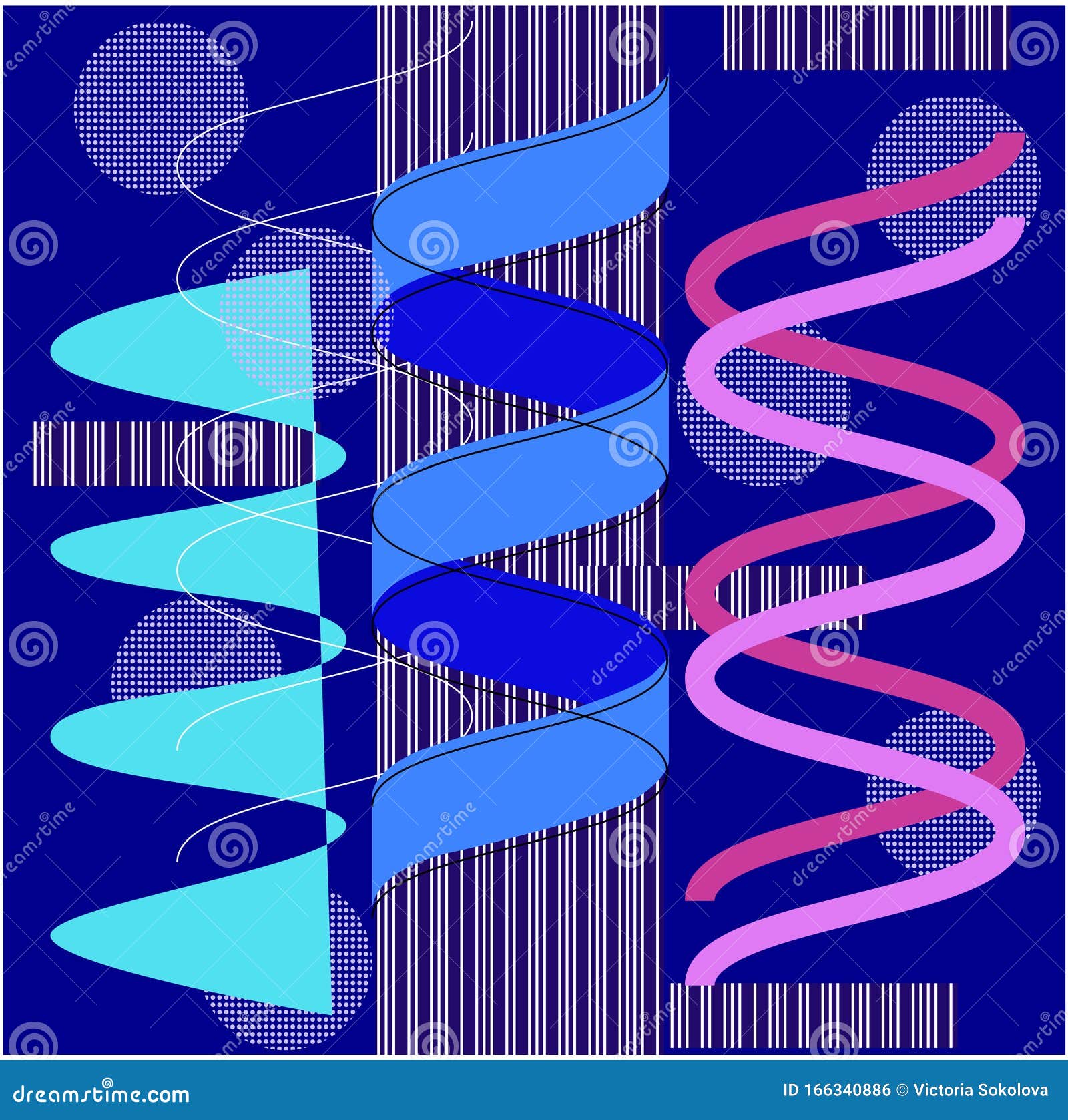 Vector Abstract Illustration Different DNA Spirals, PCR Analysis on ...