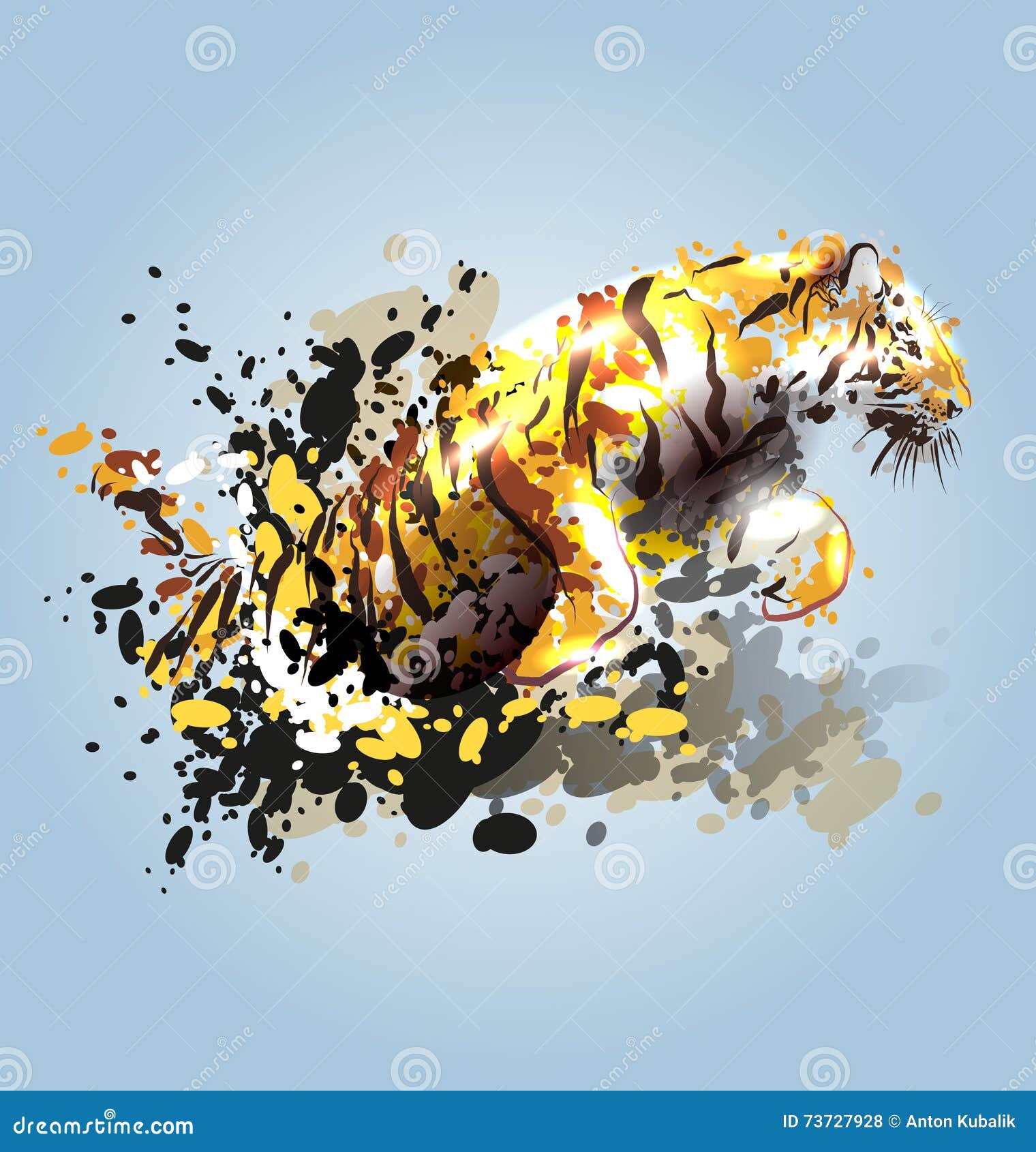 Vector Abstract Illustration of a Leaping Tiger Stock Vector ...