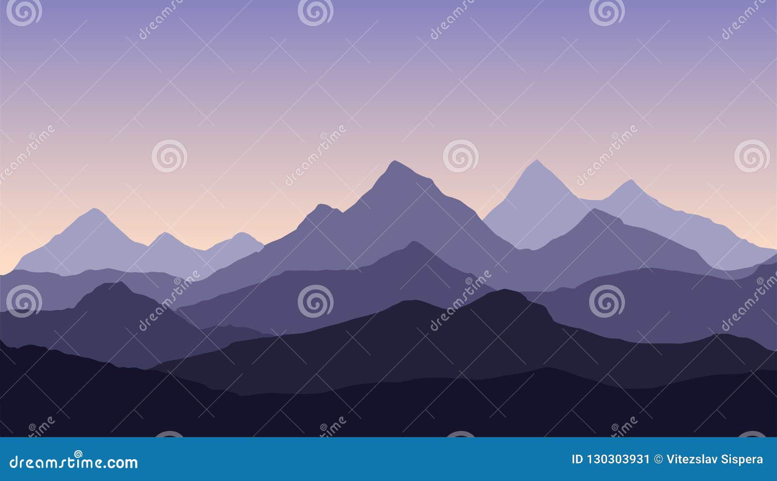 Vector Abstract Illustration of a Multi-layered Mountain Landscape ...