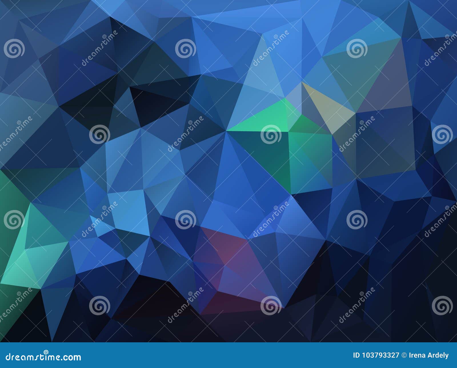 Vector Irregular Polygon Background with a Triangle Pattern in Sea Blue, Turquoise, Green and ...