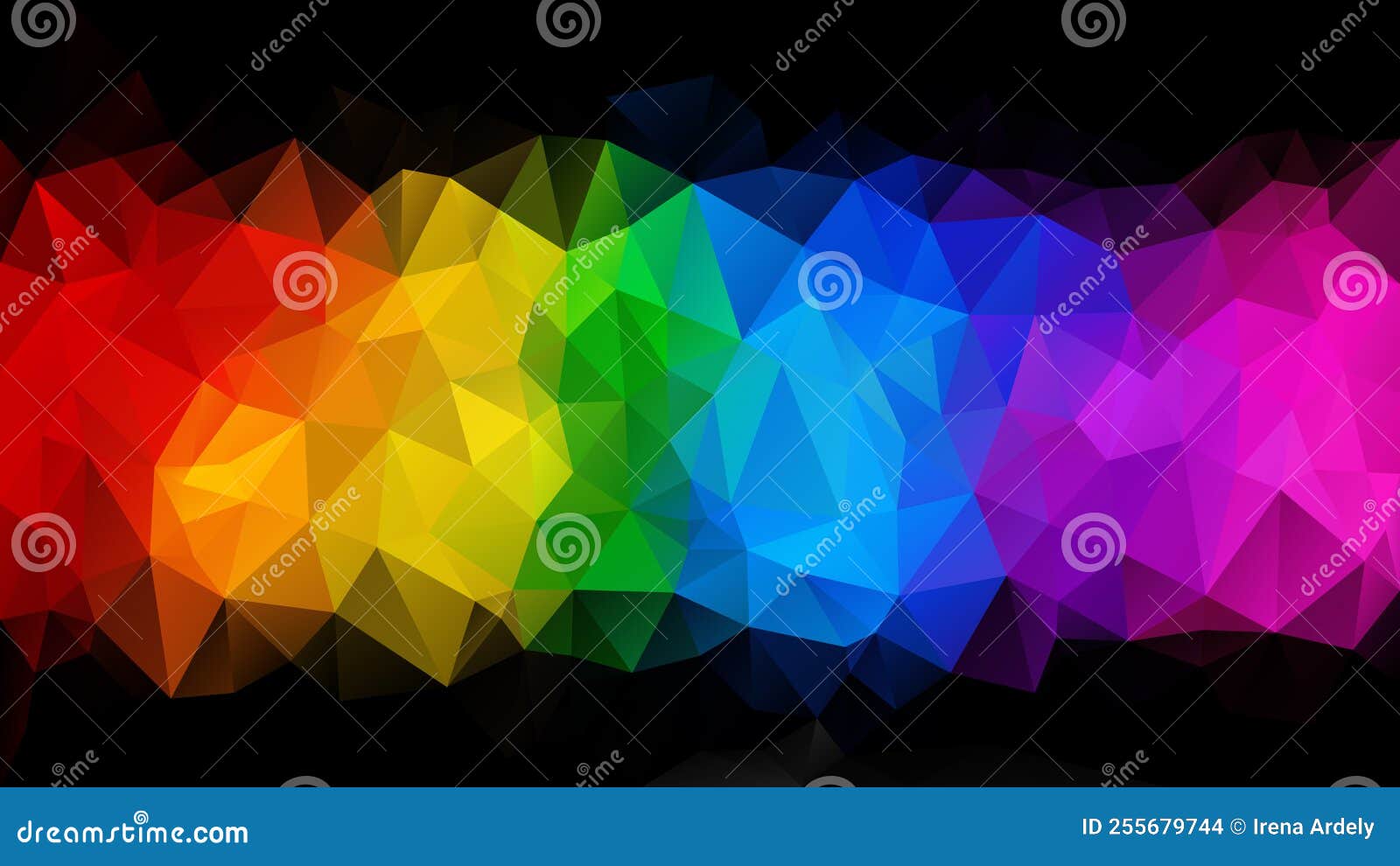 Vector Irregular Polygon - Triangle Low Poly Pattern - Vibrant Full Spectrum Multi Color Rainbow ...
