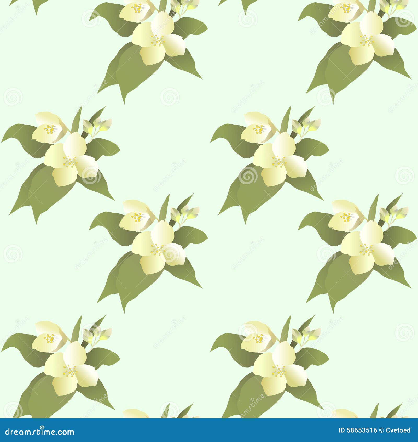 Vector Abstract Jasmine Flower Seamless Pattern Stock Vector ...