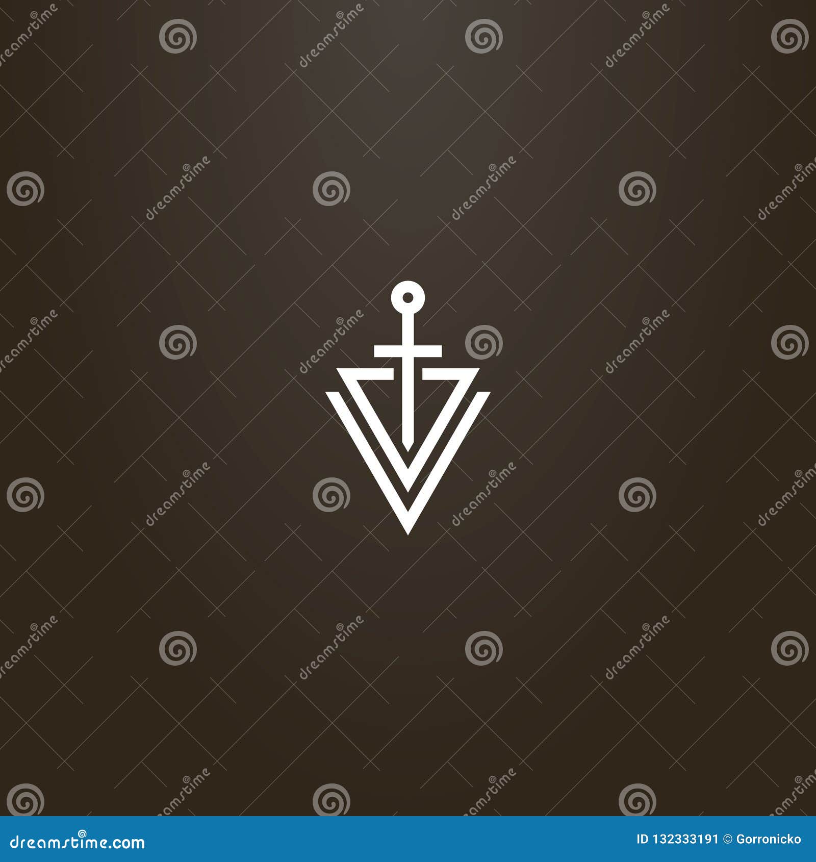 Vector Abstract Line Art Sign of a Sword Piercing Two Triangles Stock ...