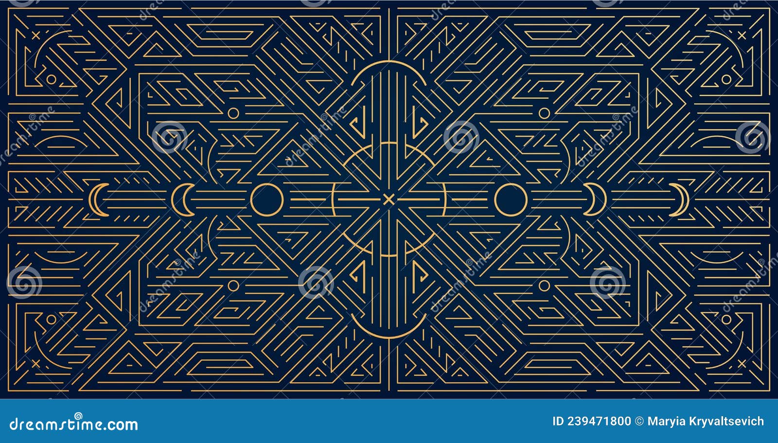 Vector Abstract Linear Geometric Background with Moon Phases. Sacred ...