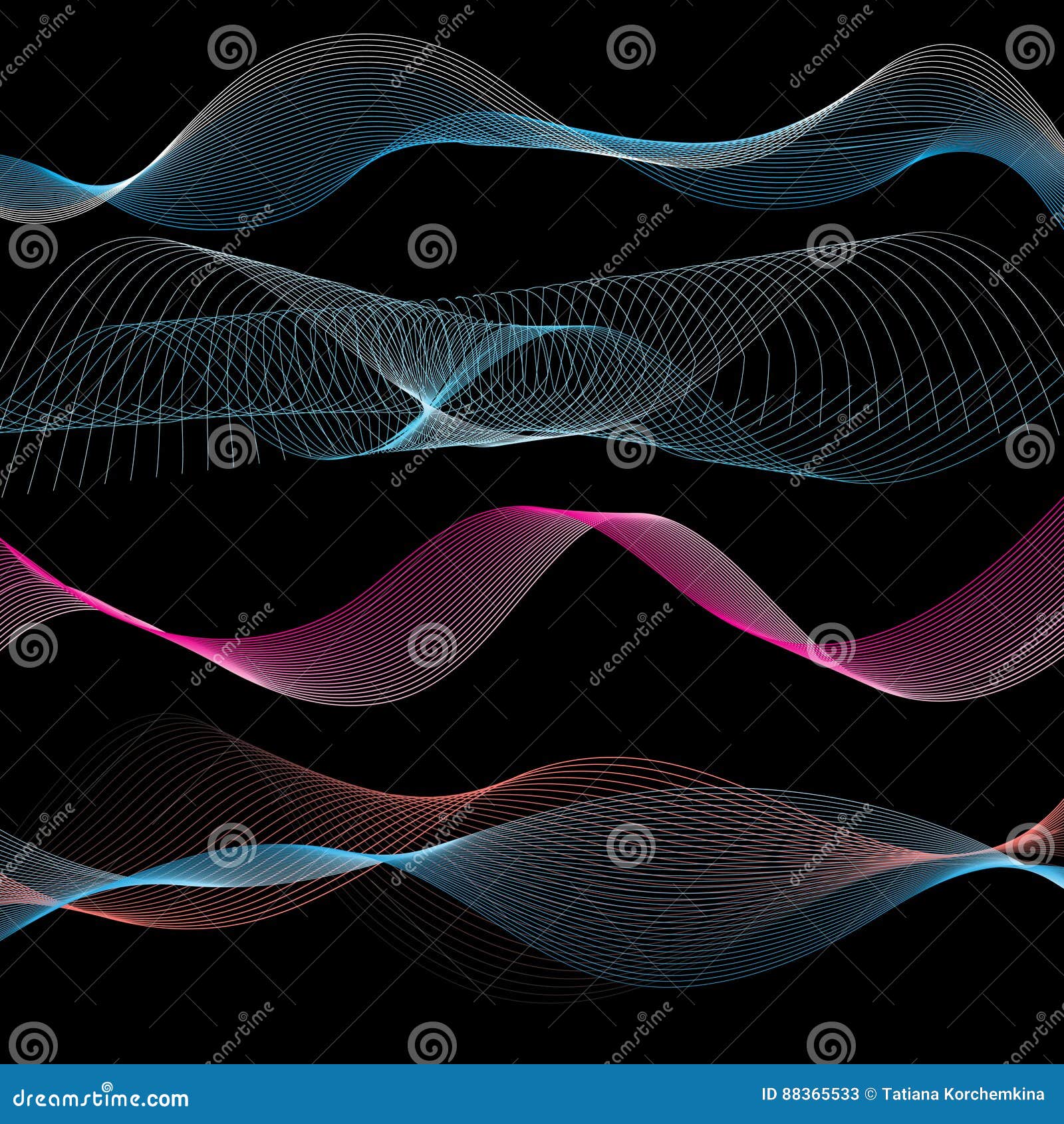 Vector Abstract Linear Waves Stock Vector - Illustration of decor ...
