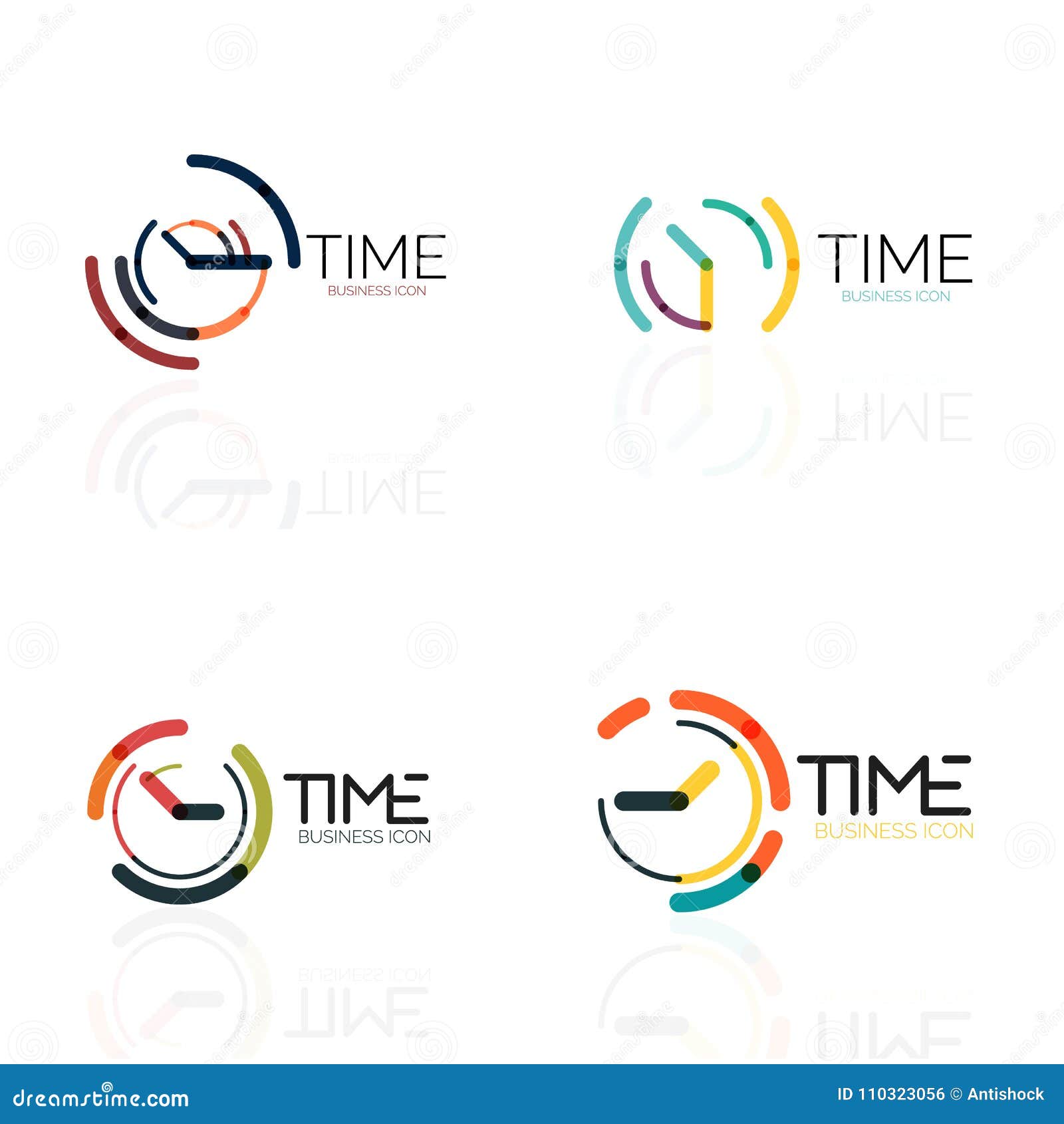 Vector Abstract Logo Idea, Time Concept or Clock Business Icon Set ...
