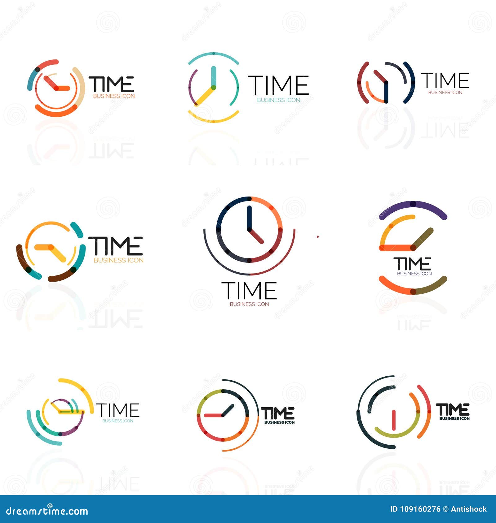 Vector Abstract Logo Idea, Time Concept or Clock Business Icon Set ...