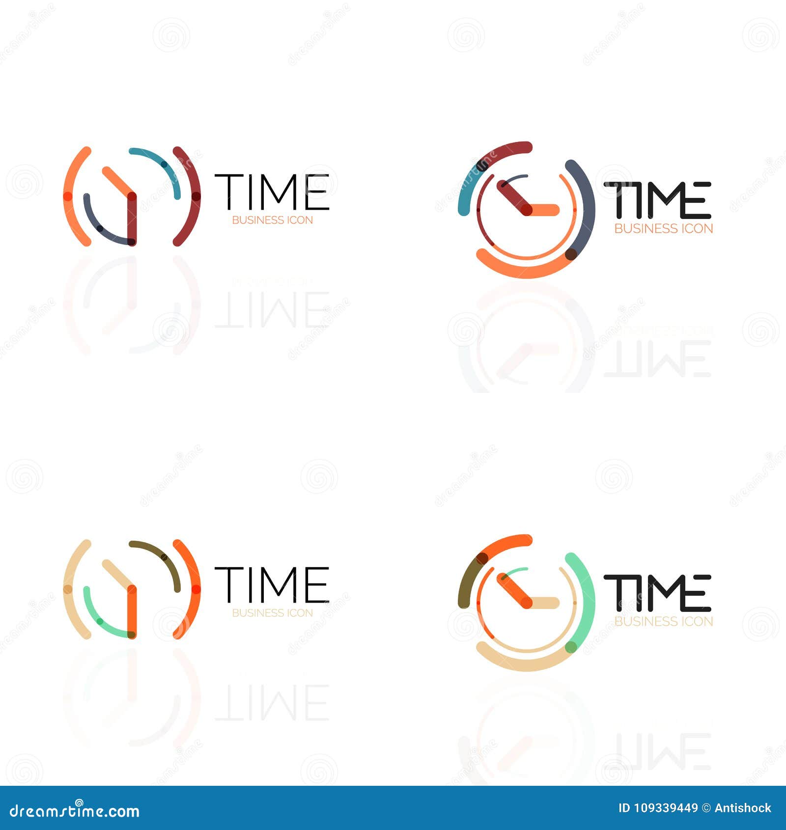 Vector Abstract Logo Idea, Time Concept or Clock Business Icon Set ...