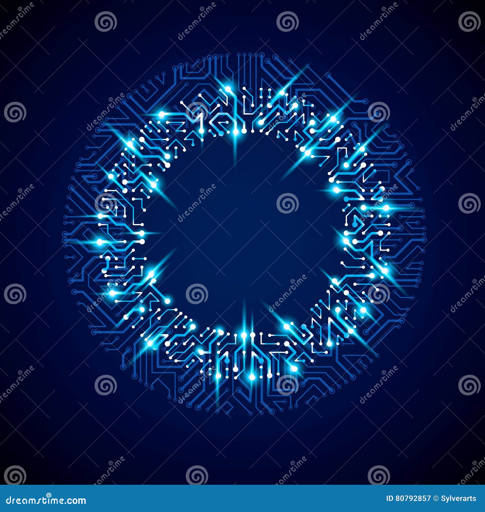 Vector Abstract Luminescent Technology Illustration, Round Blue Stock ...