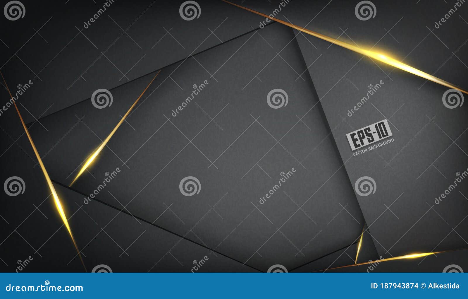 Vector Abstract, Luxurious Polygonal Black Background With Gold Accents ...