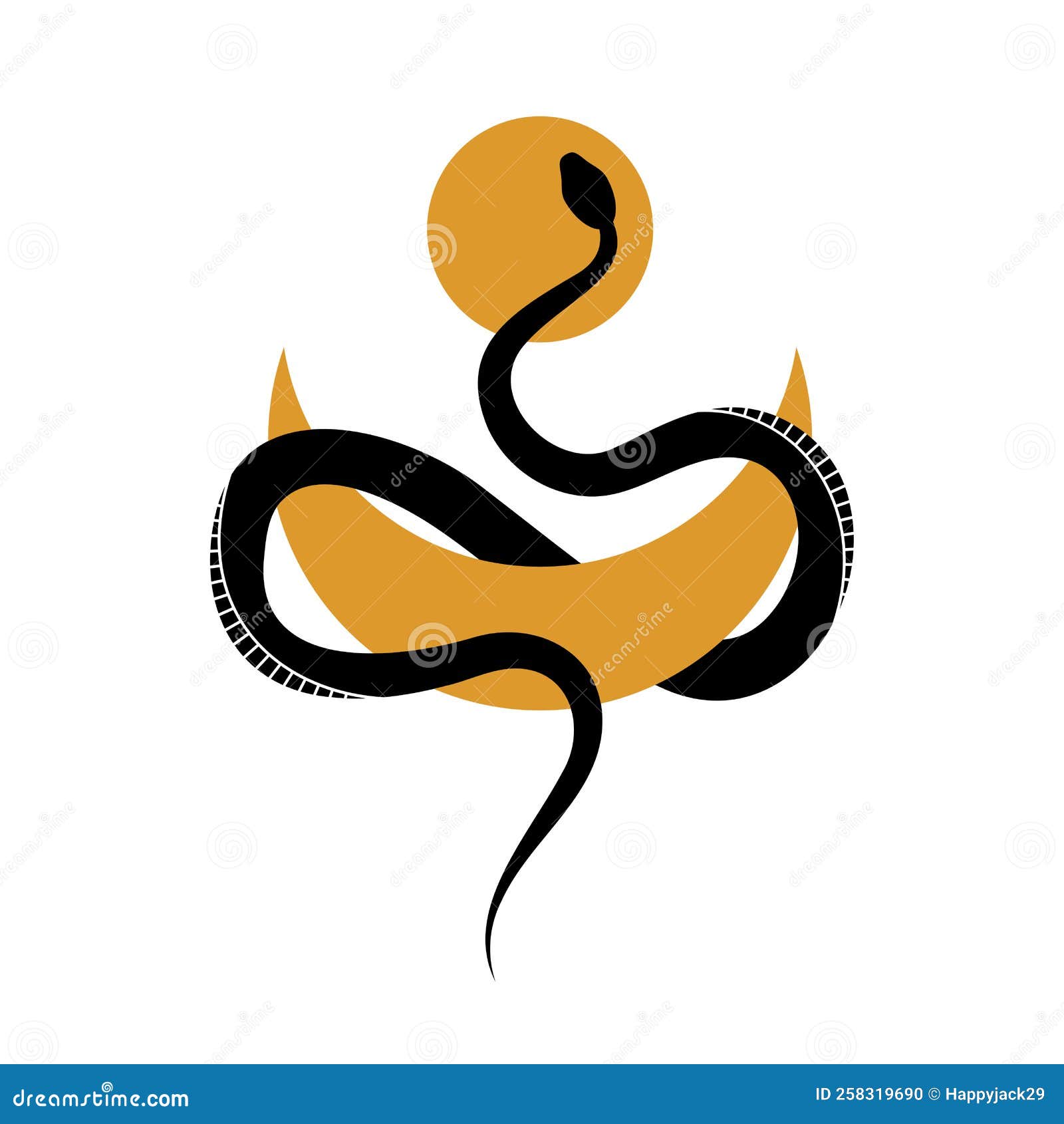 Vector Abstract Magic Celestial Snake and Moon, Minimal Design. Boho ...