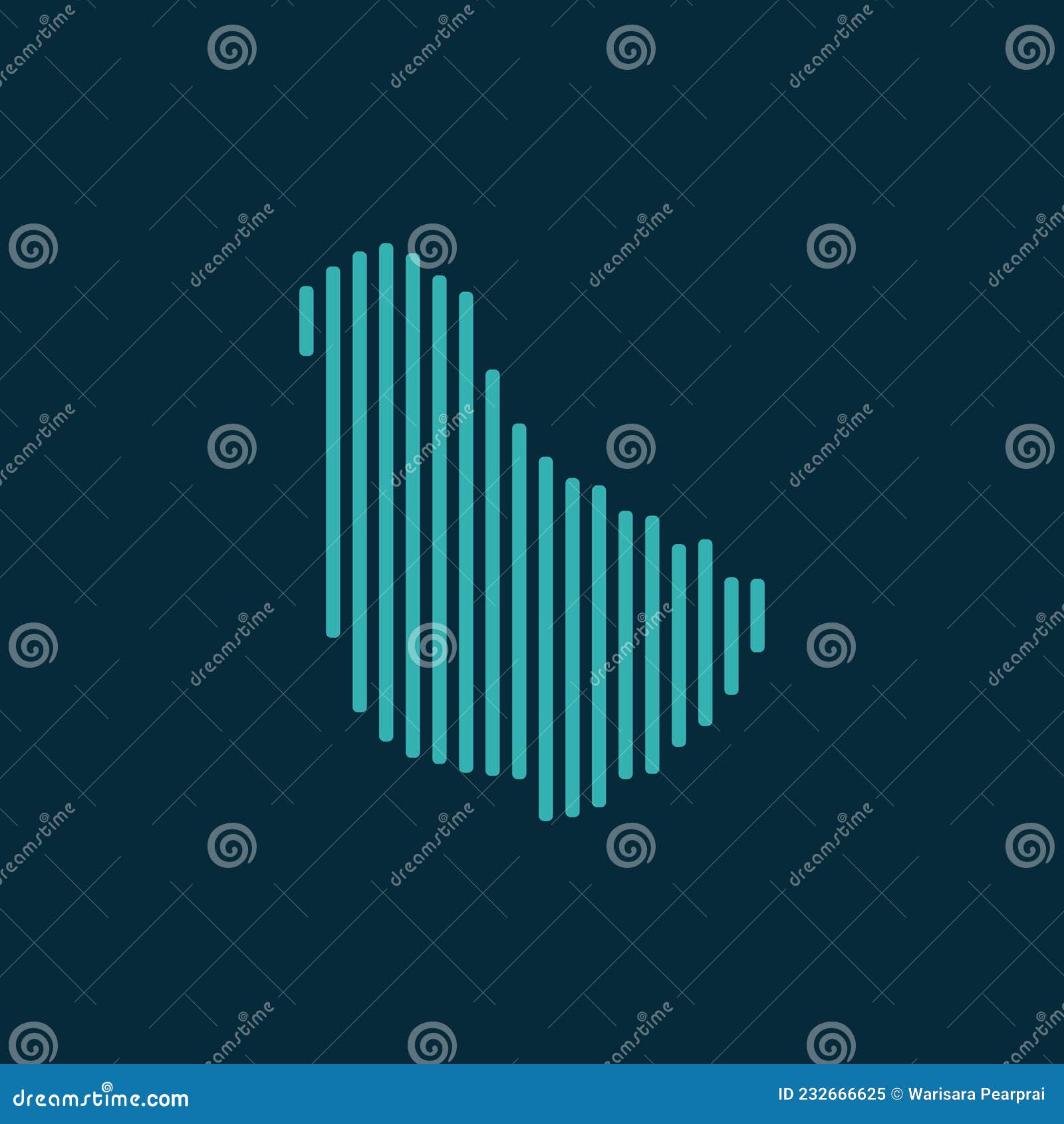 Vector Abstract Map of Barbados with Blue Straight Rounded Lines ...