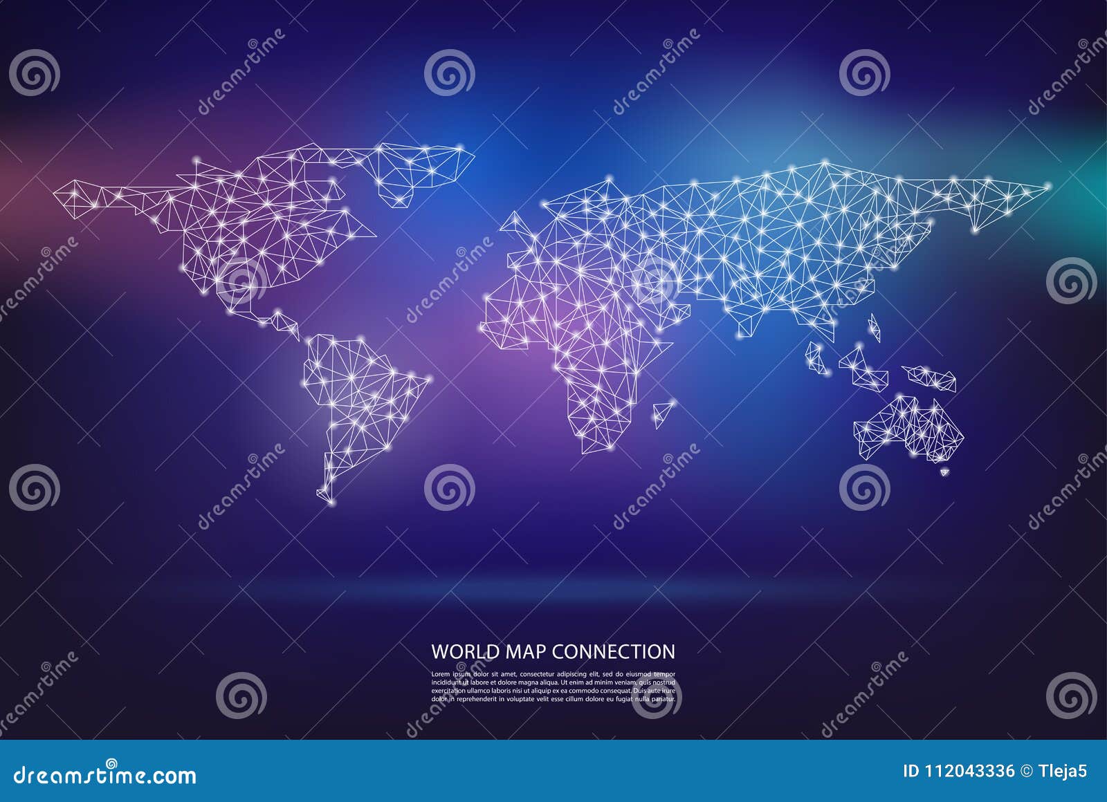 Vector Abstract Mesh, World Map Connection on Futuristic Background ...