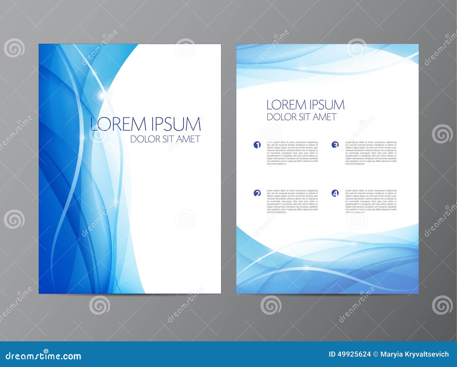 Vector Abstract Modern Wavy Flowing Blue Flyer Stock Vector ...