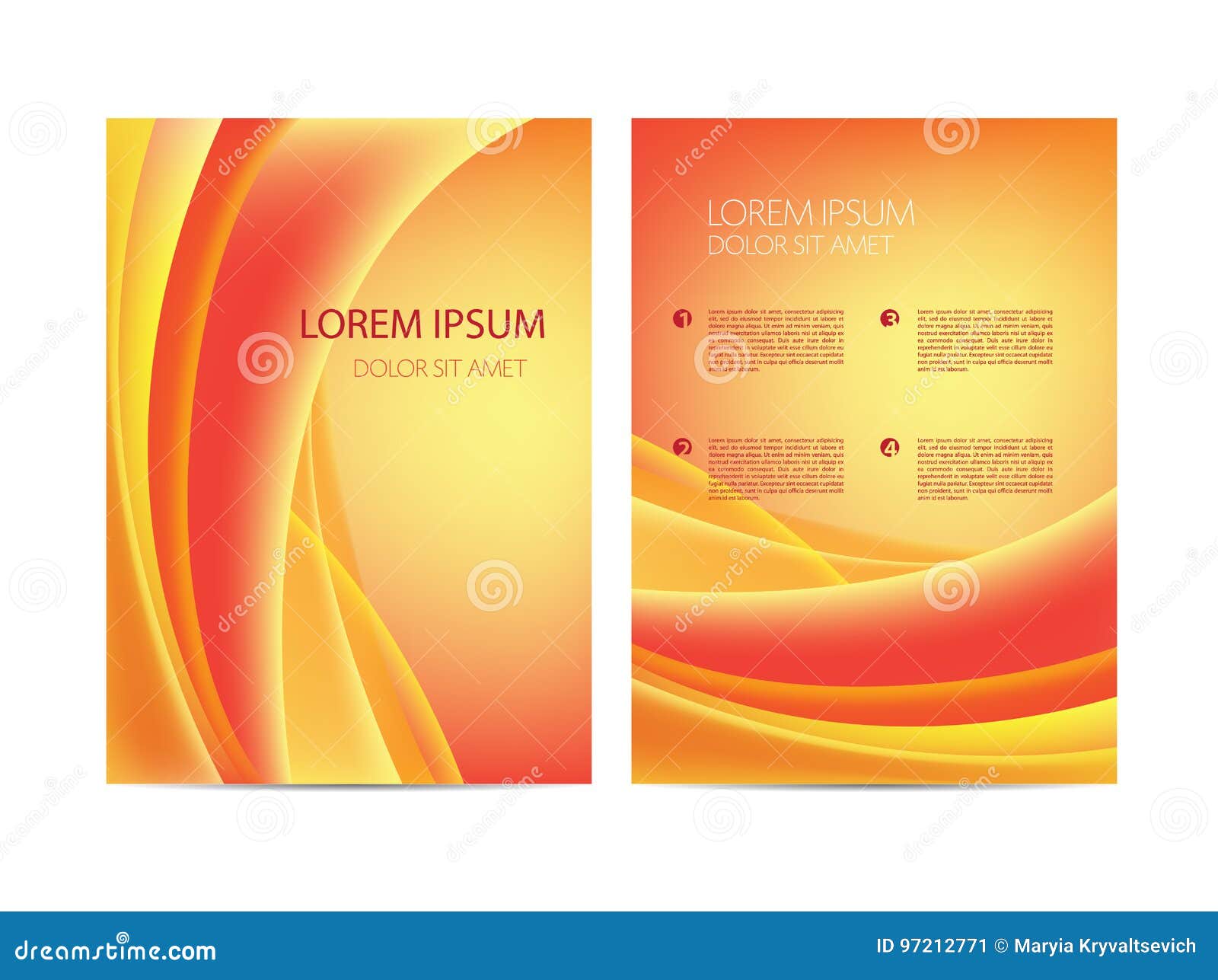 Vector Abstract Modern Wavy Orange Flowing Flyer, Brochure, Cover ...