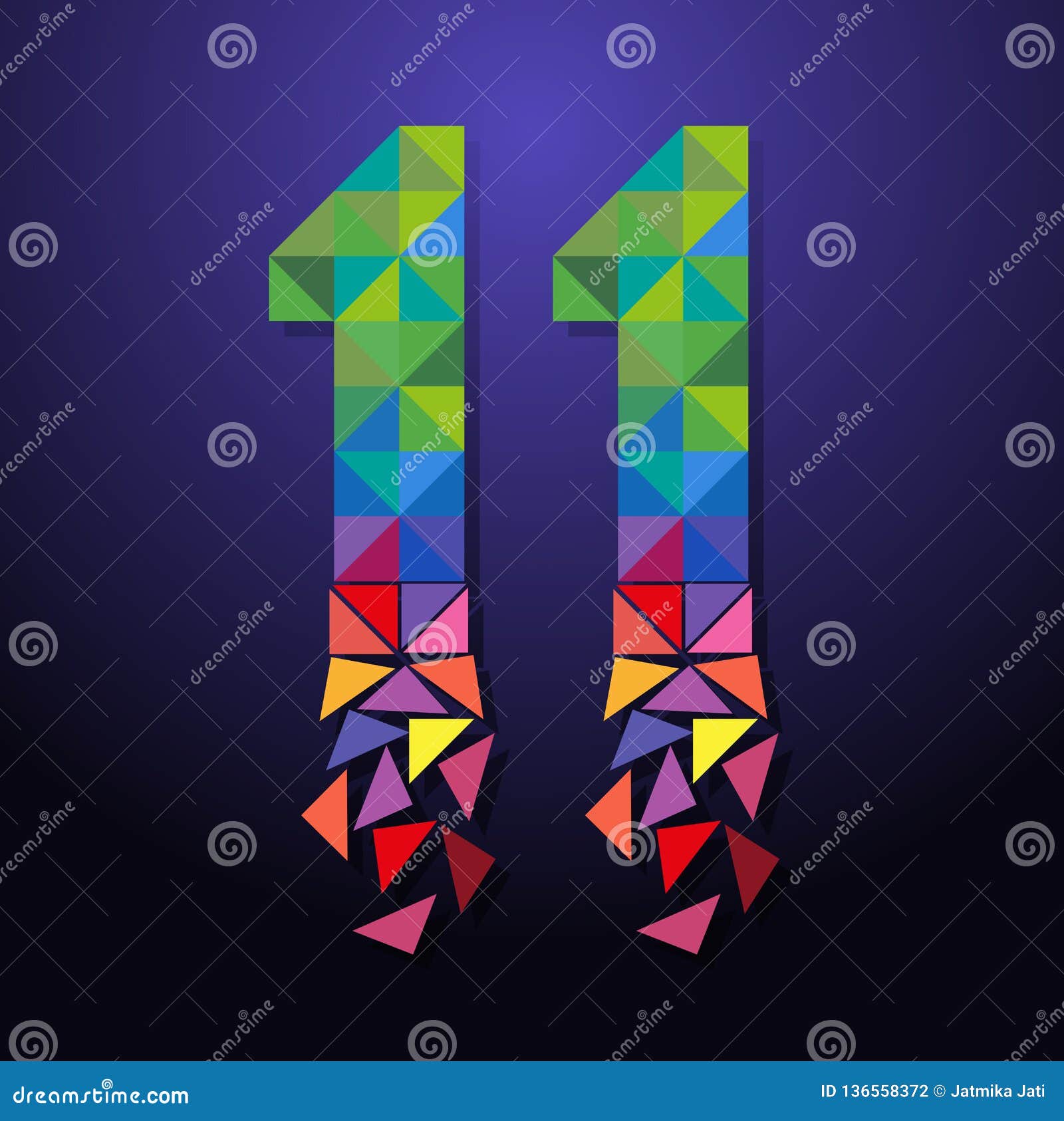 Shattered Triangle Number Eleven Stock Vector - Illustration of ...
