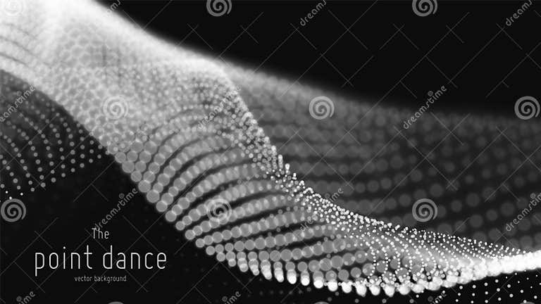 Vector Abstract Monochrome Particle Wave Points Array Shallow Depth Of Field Futuristic 