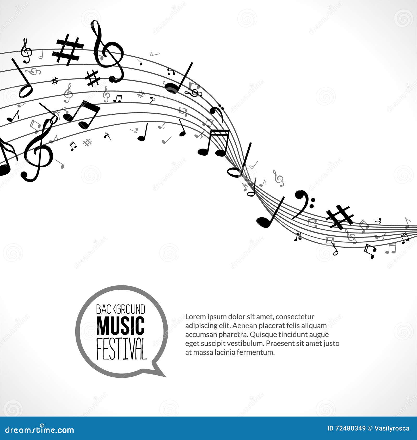 Vector Abstract Music Notes and Lines. on White Background Stock Vector ...
