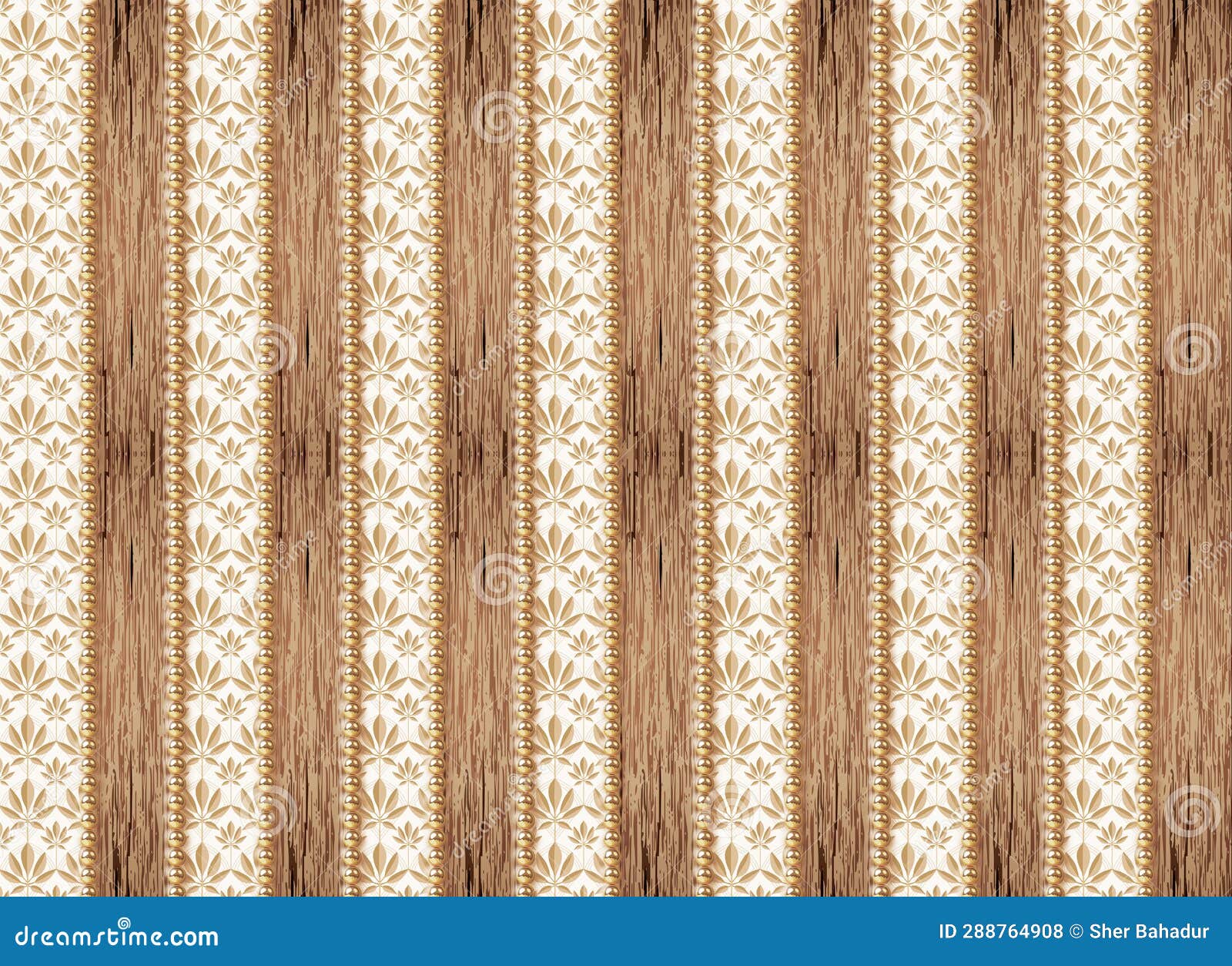 Golden Wooden Leaf Stripe Seamless Pattern Illustration Wallpaper, Home ...