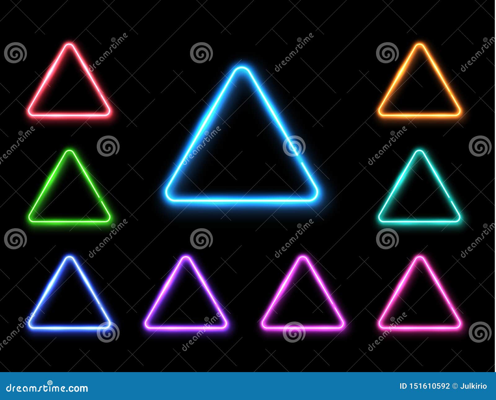 Vector Abstract Neon Triangle Set. Light Effect. Stock Vector ...