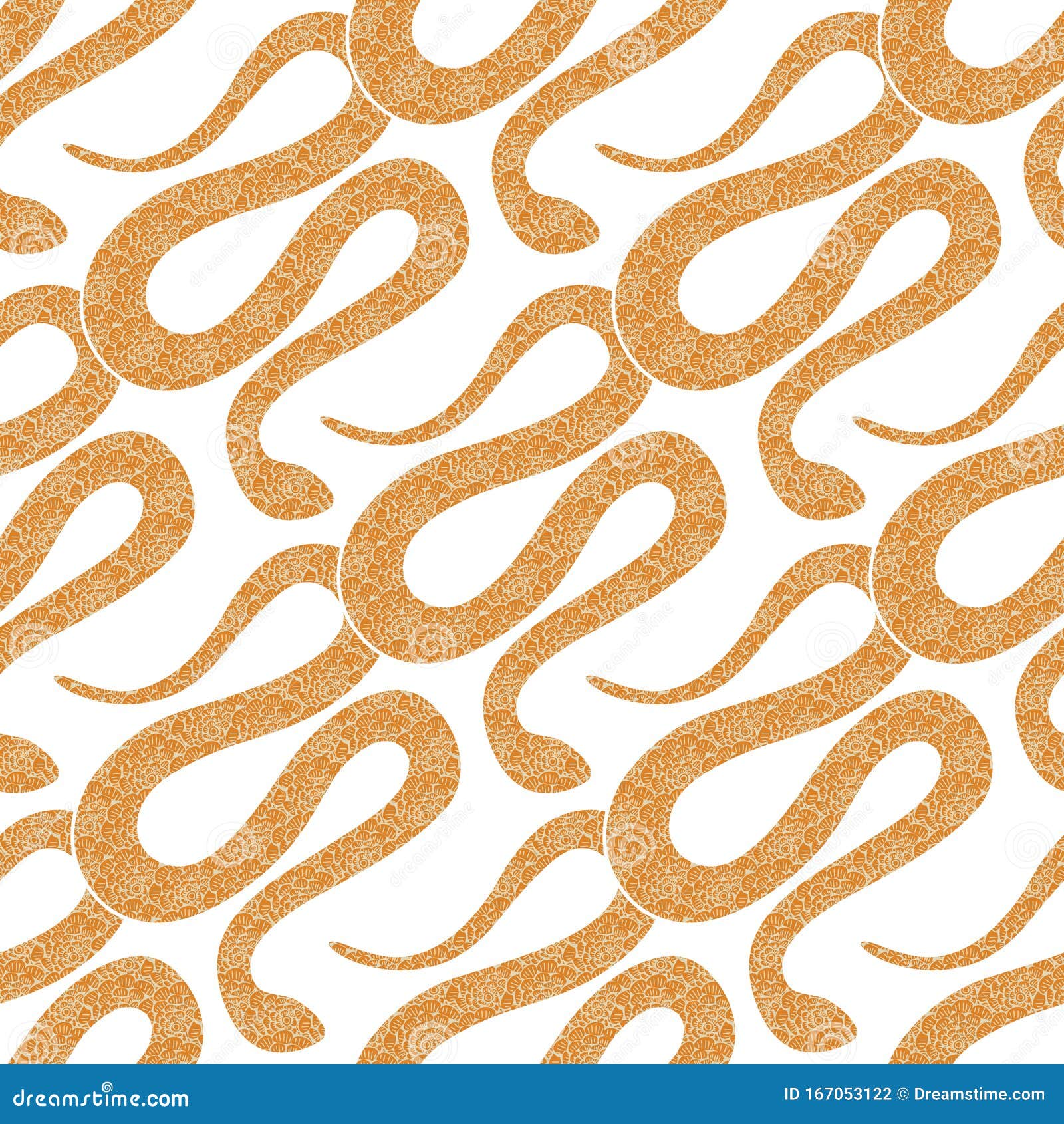 Vector Abstract Orange Gold Snakes on White Background Seamless Repeat ...