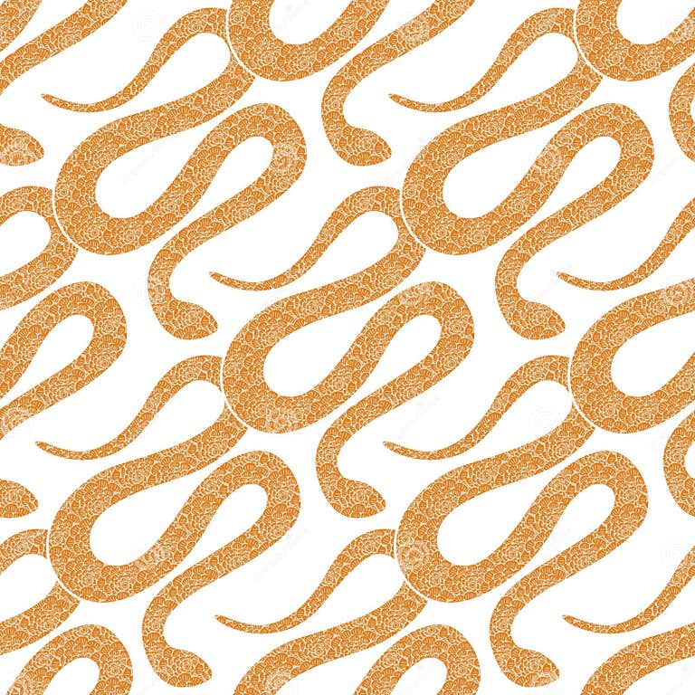 Vector Abstract Orange Gold Snakes on White Background Seamless Repeat ...