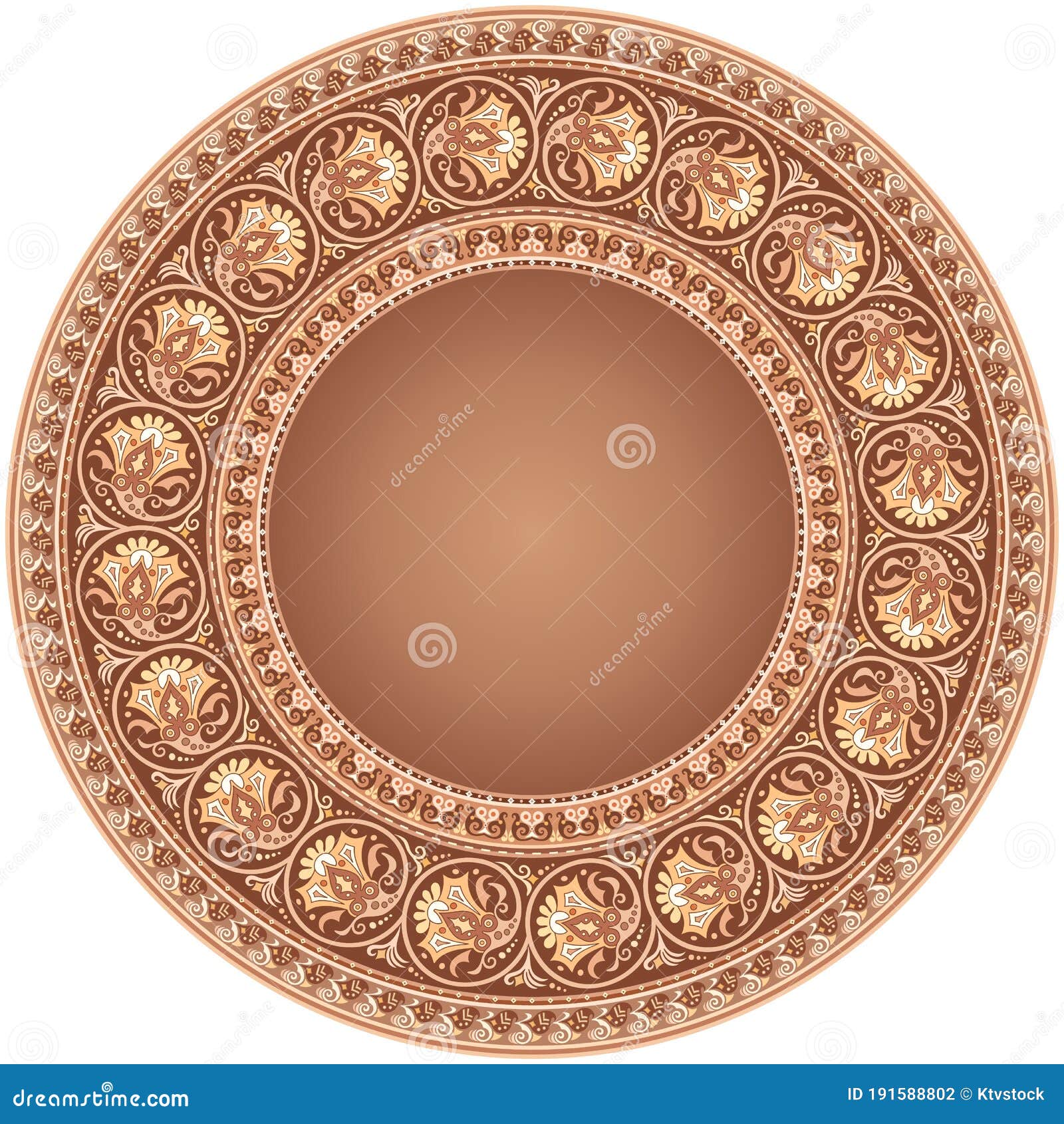 Vector Abstract Ornamental Nature Ethnic Round Frame Stock Illustration ...
