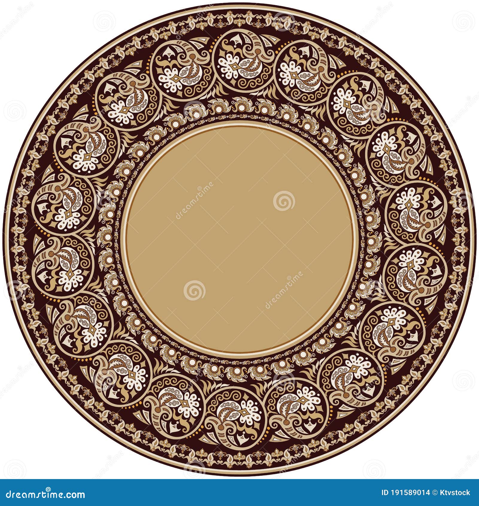 Vector Abstract Ornamental Nature Ethnic Round Frame Stock Vector ...