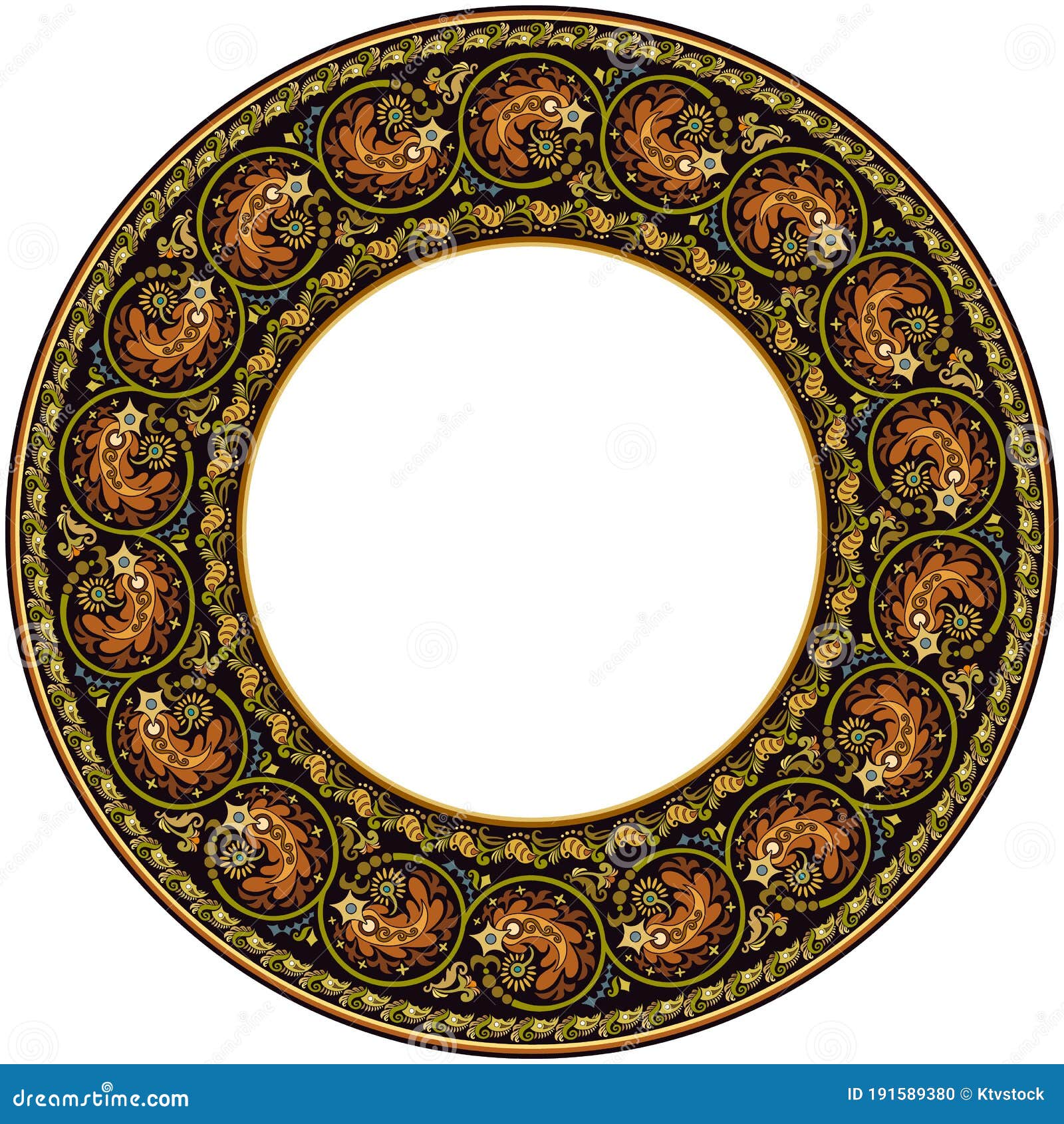 Vector Abstract Ornamental Nature Ethnic Round Frame Stock Vector ...