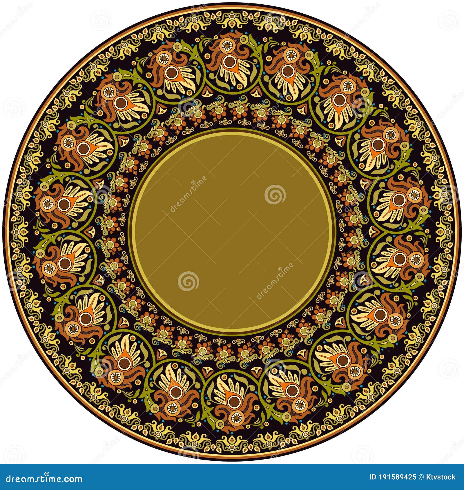 Vector Abstract Ornamental Nature Ethnic Round Frame Stock Vector ...
