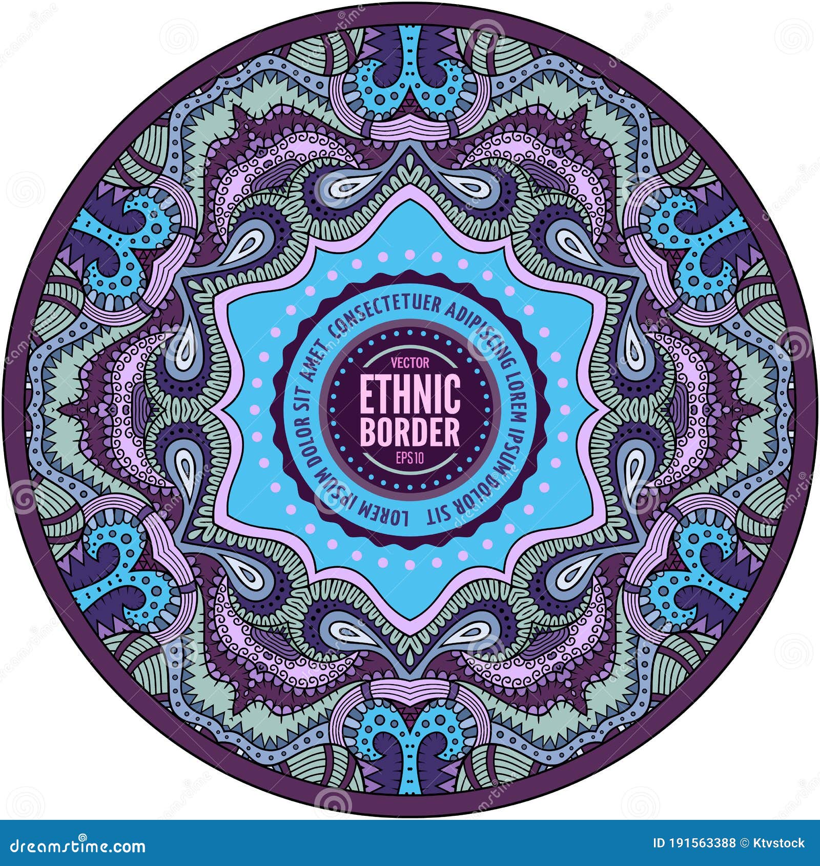Vector Ornamental Vintage Ethnic Round Frame Stock Vector ...