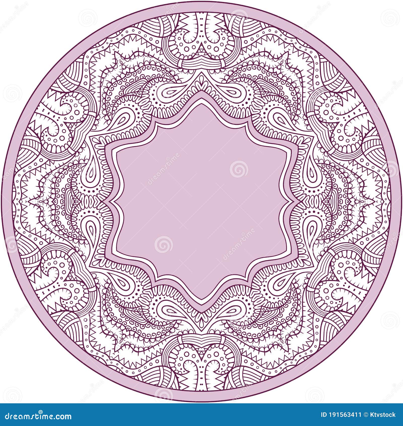 Vector Ornamental Vintage Ethnic Round Frame Stock Vector ...