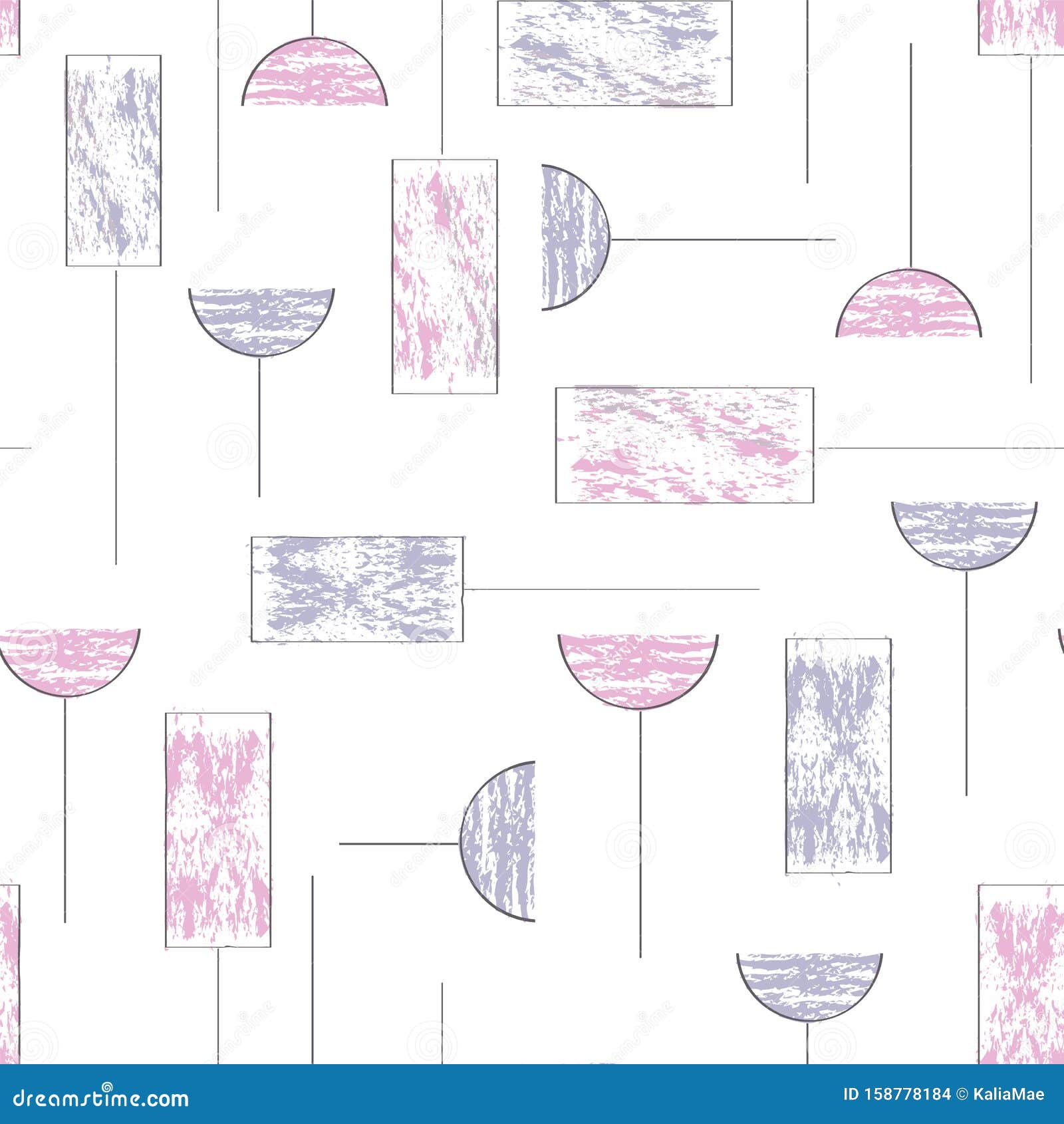 Vector Abstract Pastel Geometric Shapes Seamless Pattern with Grunge ...