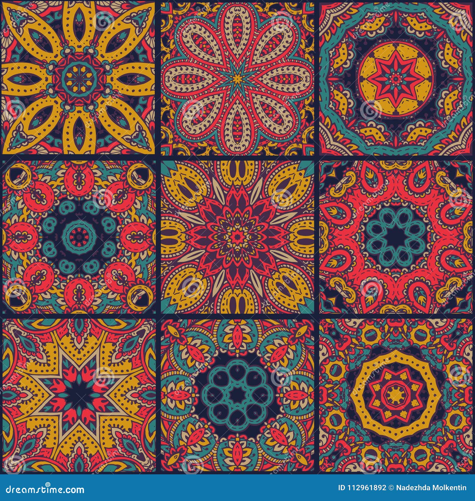 Vector Abstract Patchwork Seamless Pattern Stock Vector - Illustration ...