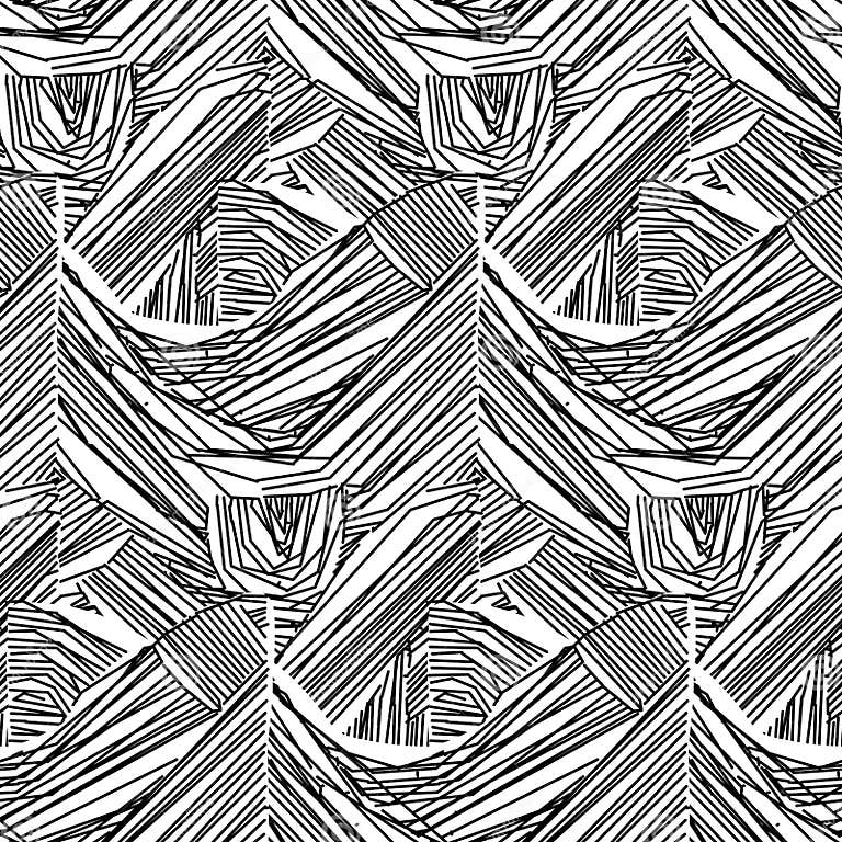 Vector Abstract Pattern, Curved Lines, Grunge Boho Background Stock ...
