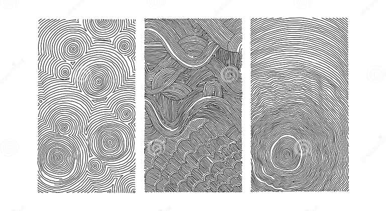 Vector Abstract Pattern, Curved Lines, Grunge Boho Background Stock ...