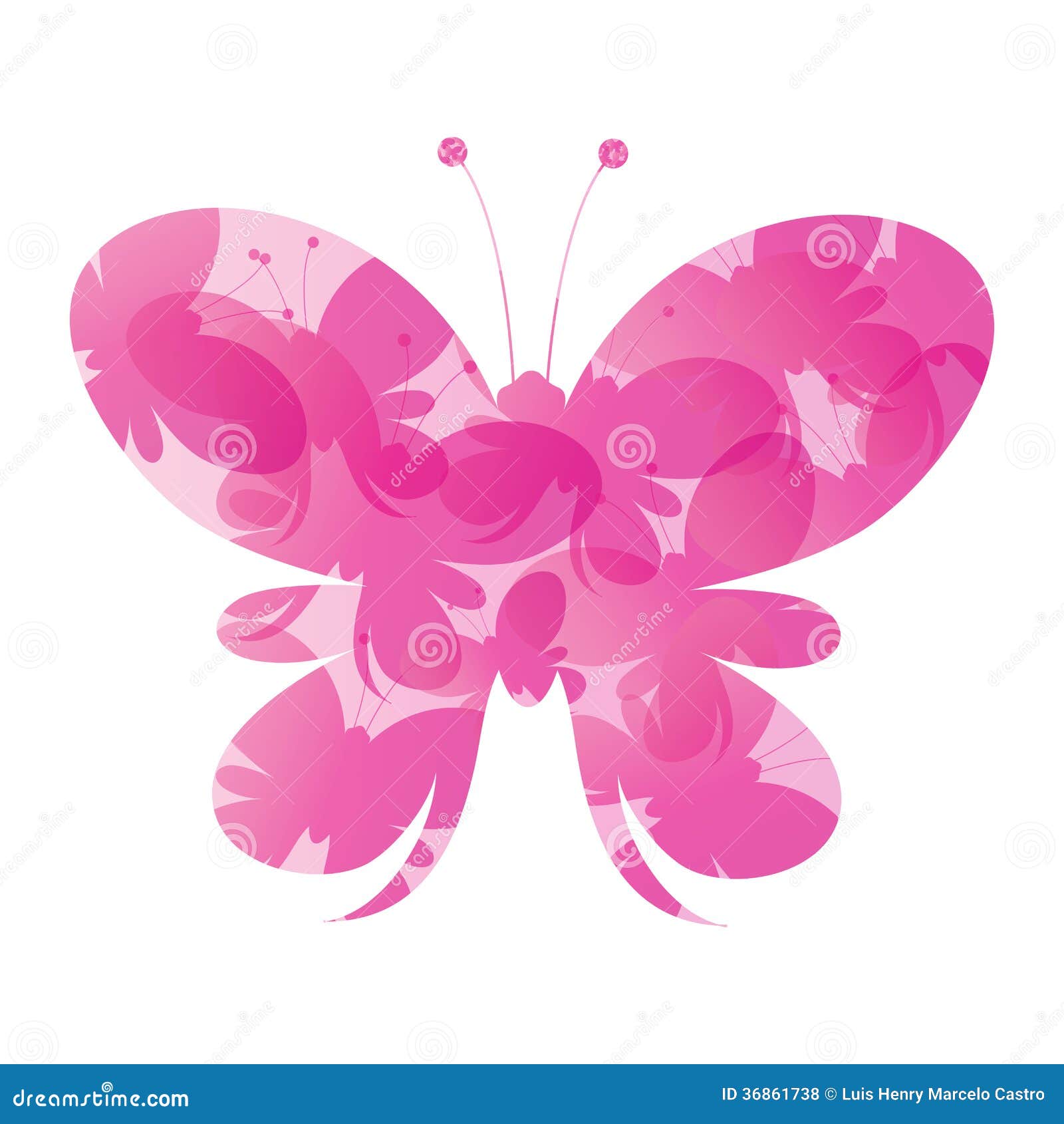 Vector Abstract Pink Butterflies Background Stock Illustration ...